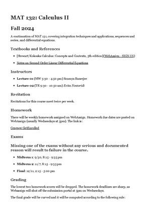 Prac midterm Sol - Practice Midterm I Mat 132, Fall 2024 Stony Brook ...