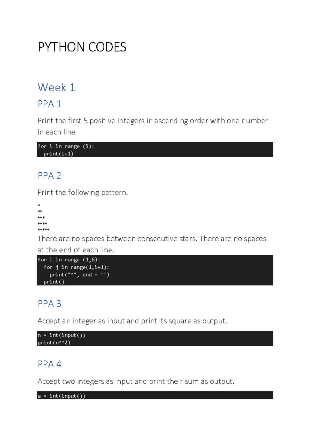 Python 1 - Practice Questions and Solutions for Beginners - Studocu