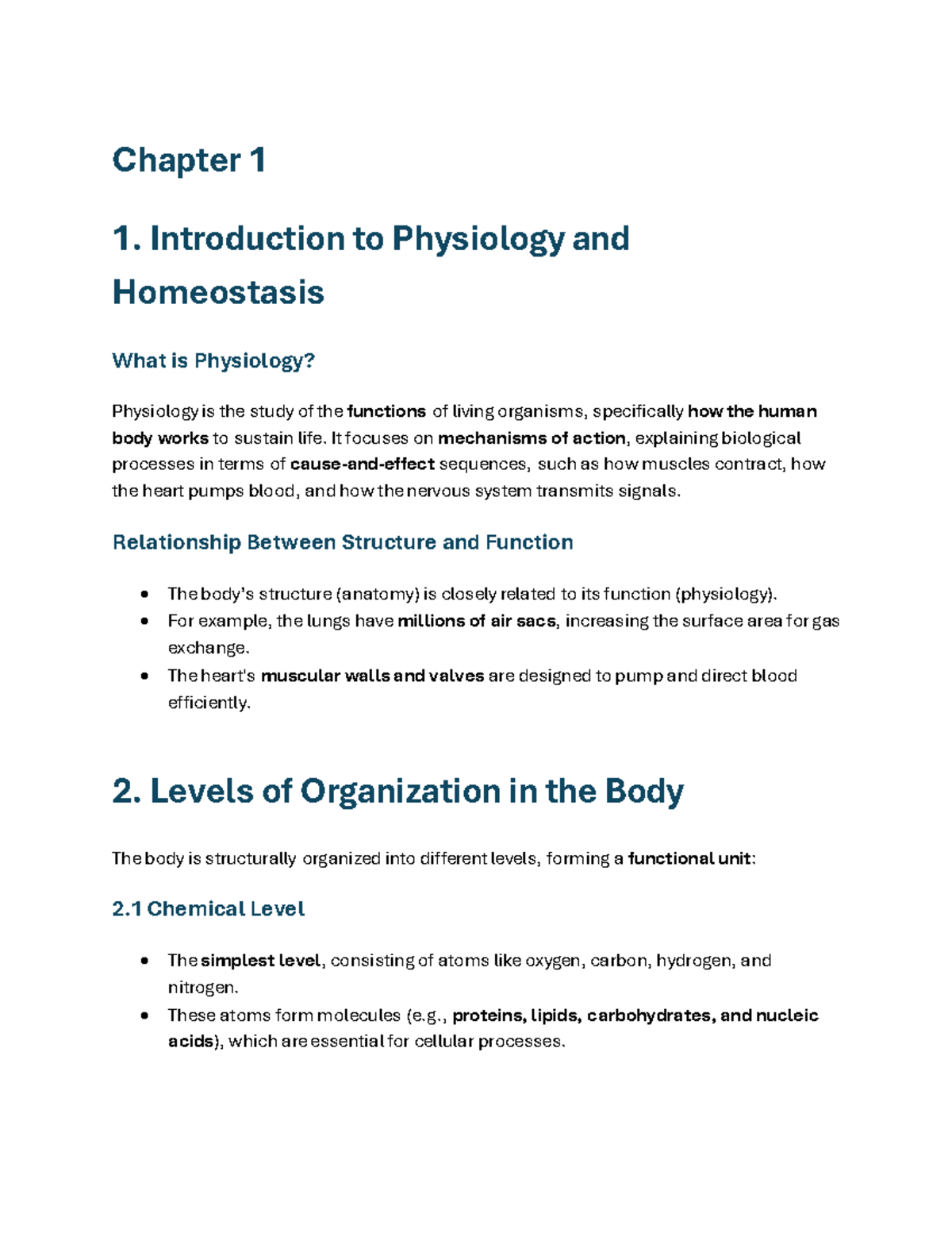 Physiology Chapter 1: Homeostasis and Cellular Mechanisms - Studocu