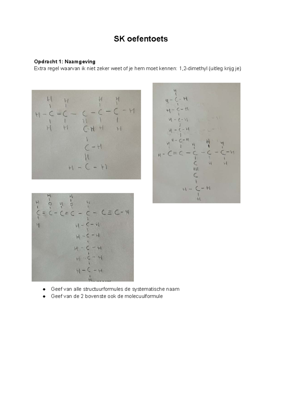SK Oefentoets: Structuurformules, Isomerie en Reacties van Moleculen - Studeersnel