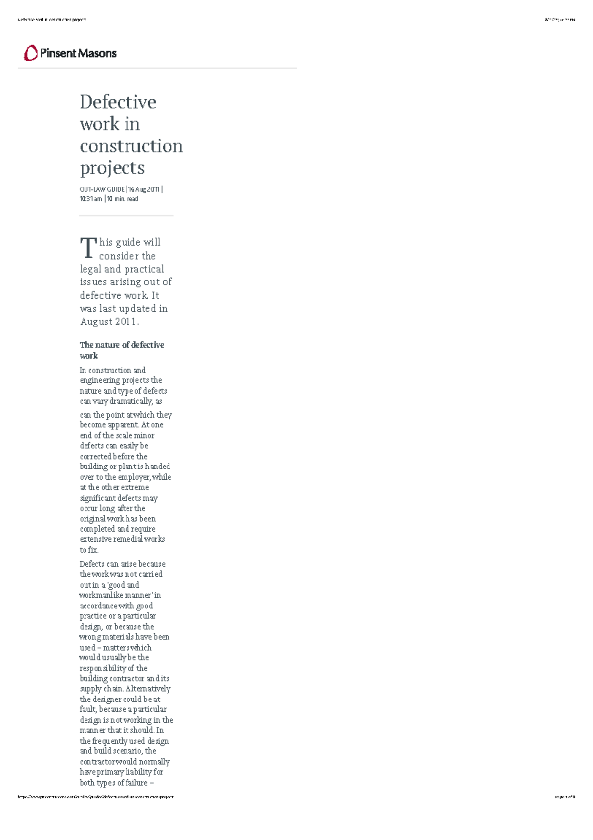 Defective Work in Construction Projects: Legal and Practical Guide ...