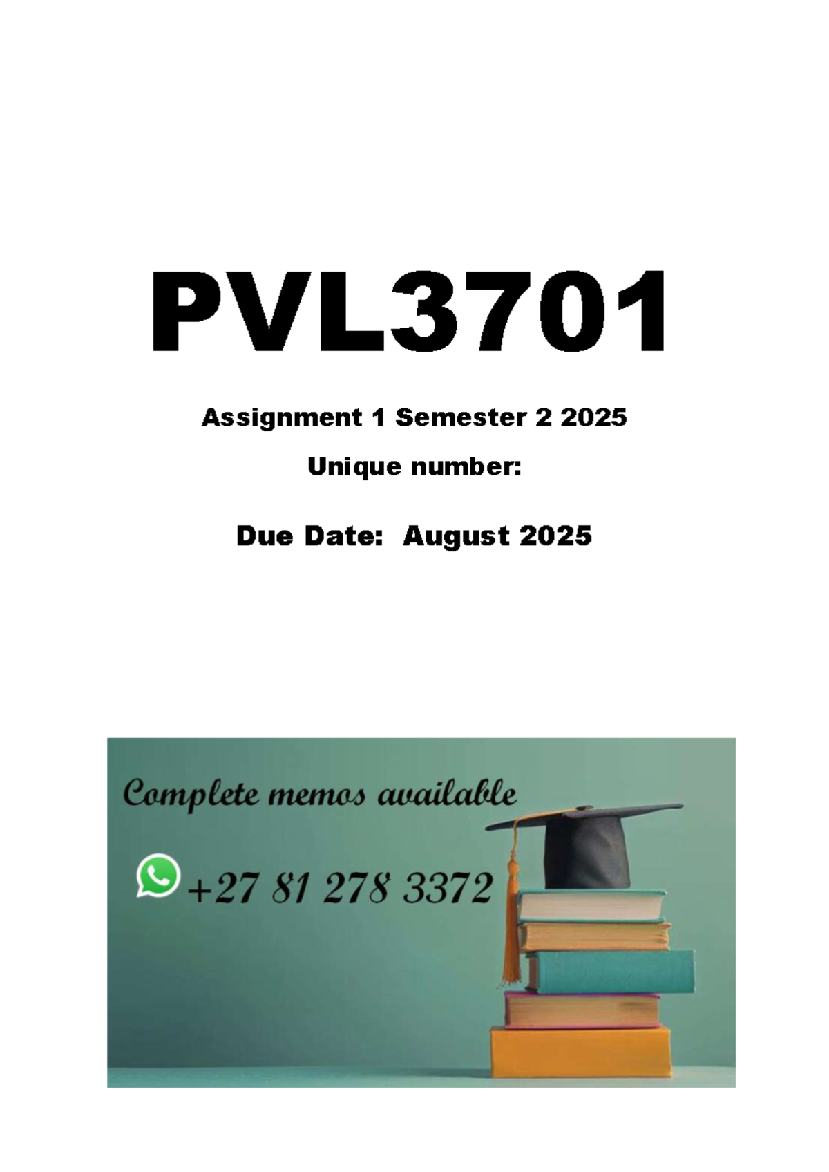 PVL3701 Assignment 1 Memo Analysis - Semester 2 2025 - Studocu