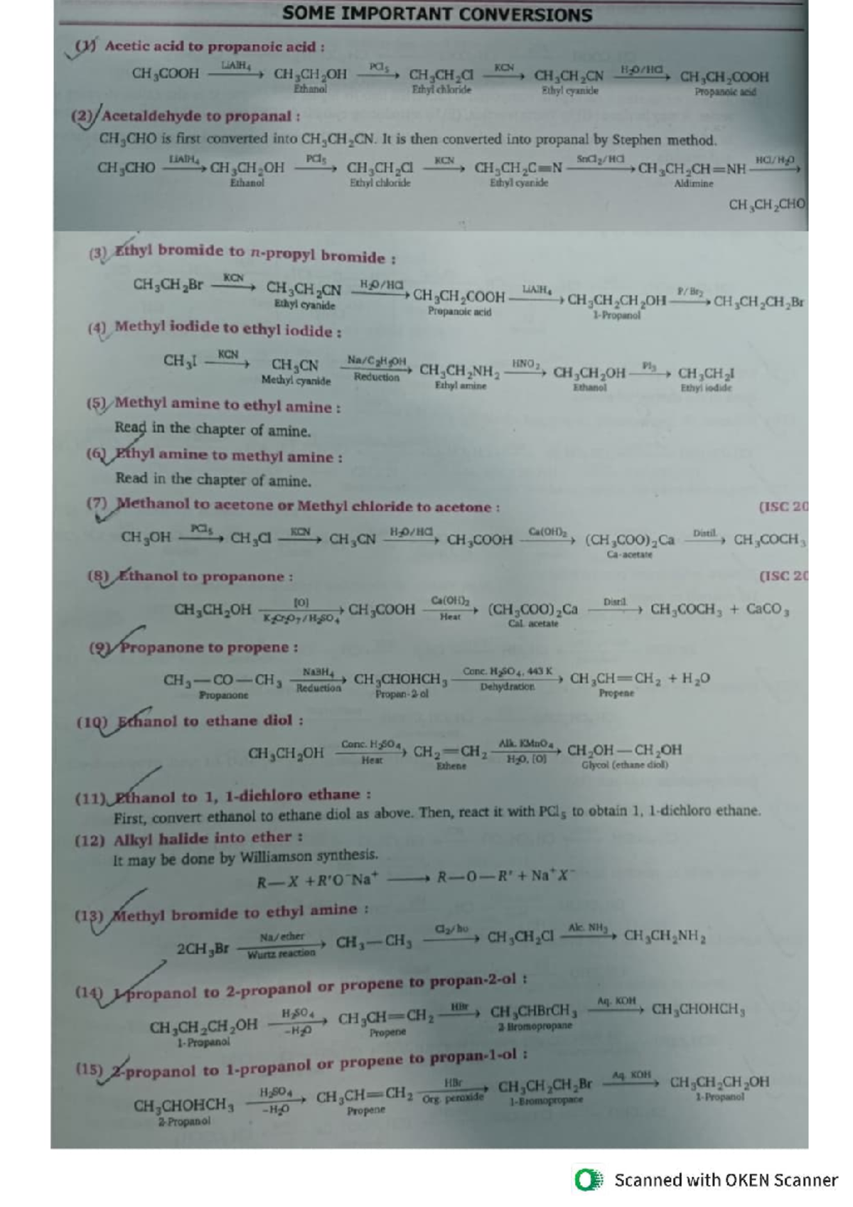 Important Conversions in Organic Chemistry (CHEM 101) - Studocu