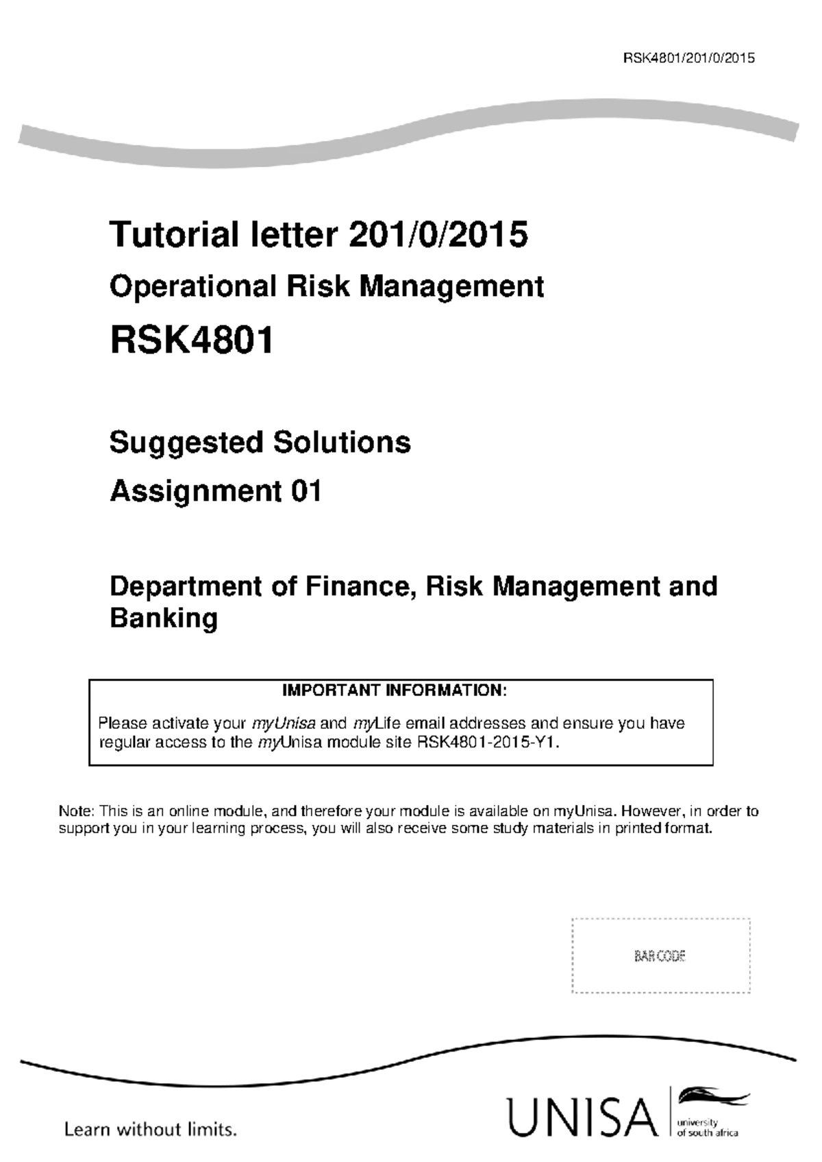 RSK 4801 2023 Assignment 1 - RSK 4801 Product risk involves the credit risk of the supplier and ...