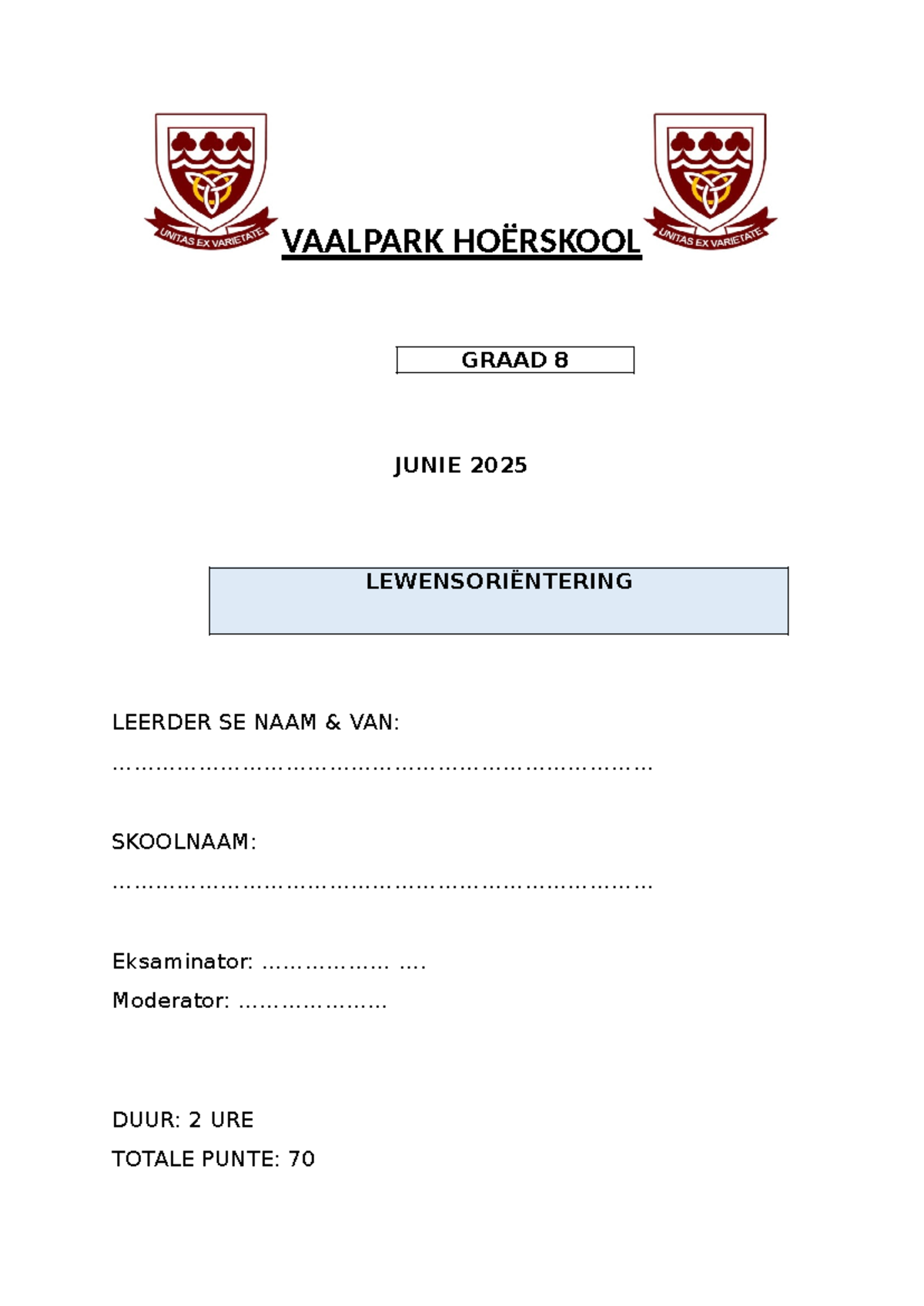 Grade 8 L.O. June Exam 2025 - Comprehensive Study Guide - Studocu
