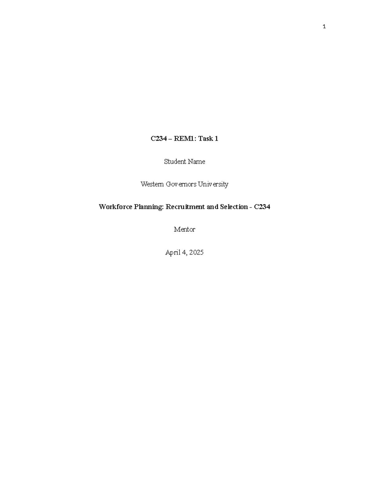 C234 REM1 Task 1 - Passed on first submission. - C234 – REM1: Task 1 ...