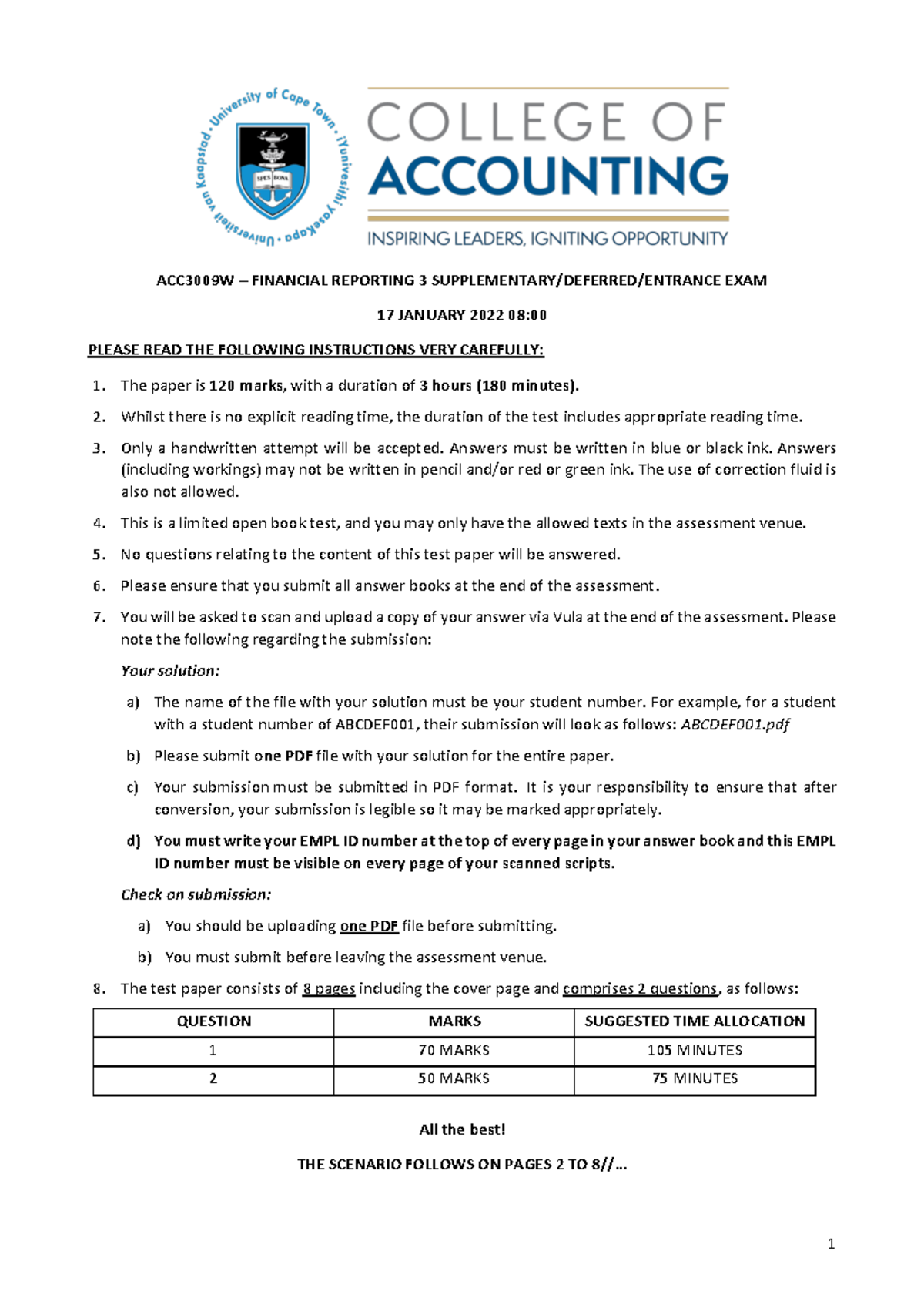 3a. January 2022 - scenario - ACC3009W – FINANCIAL REPORTING 3 ...