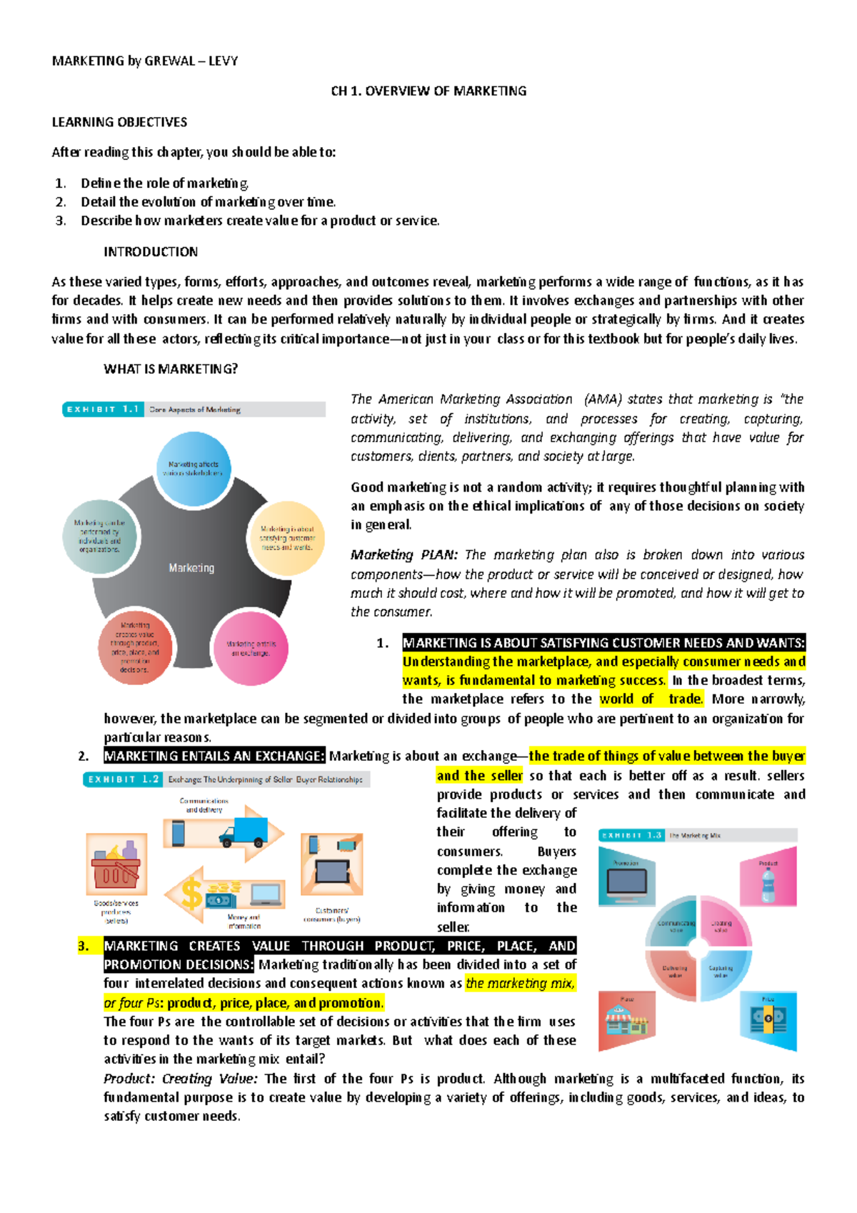 CH 1: Overview of Marketing Concepts & Value Creation - Studocu