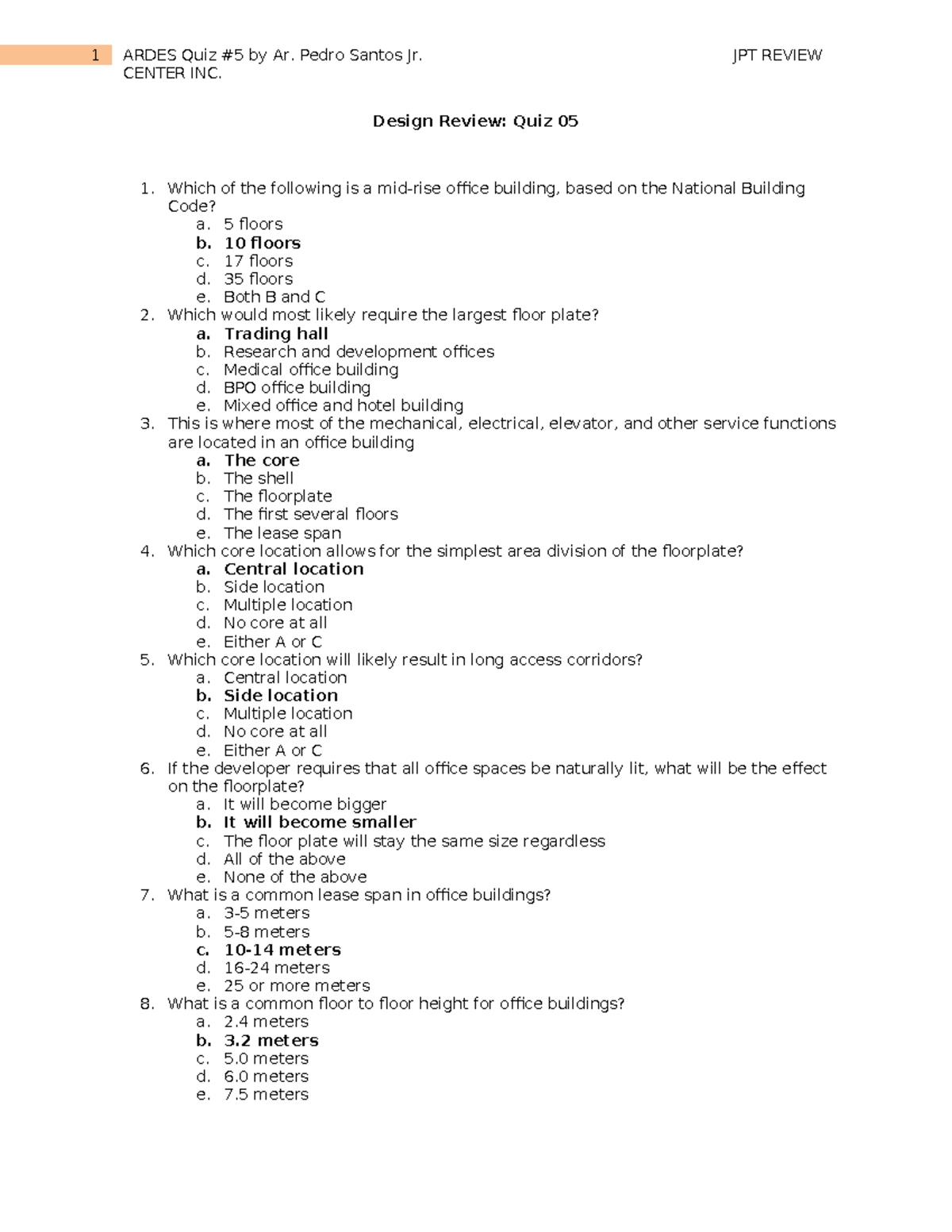 1 ARDES Quiz 05: Office Building Design Review by Ar. Pedro Santos Jr ...