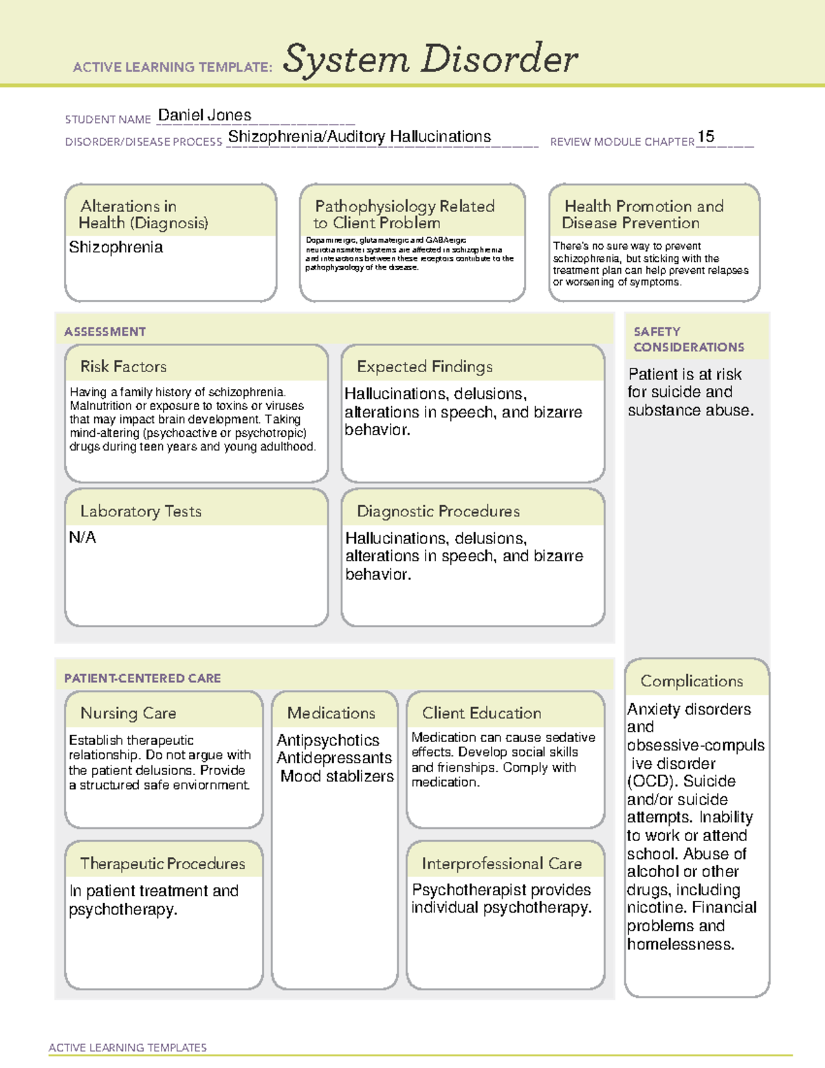 Active Learning Template 3: System Disorder Overview - Studocu