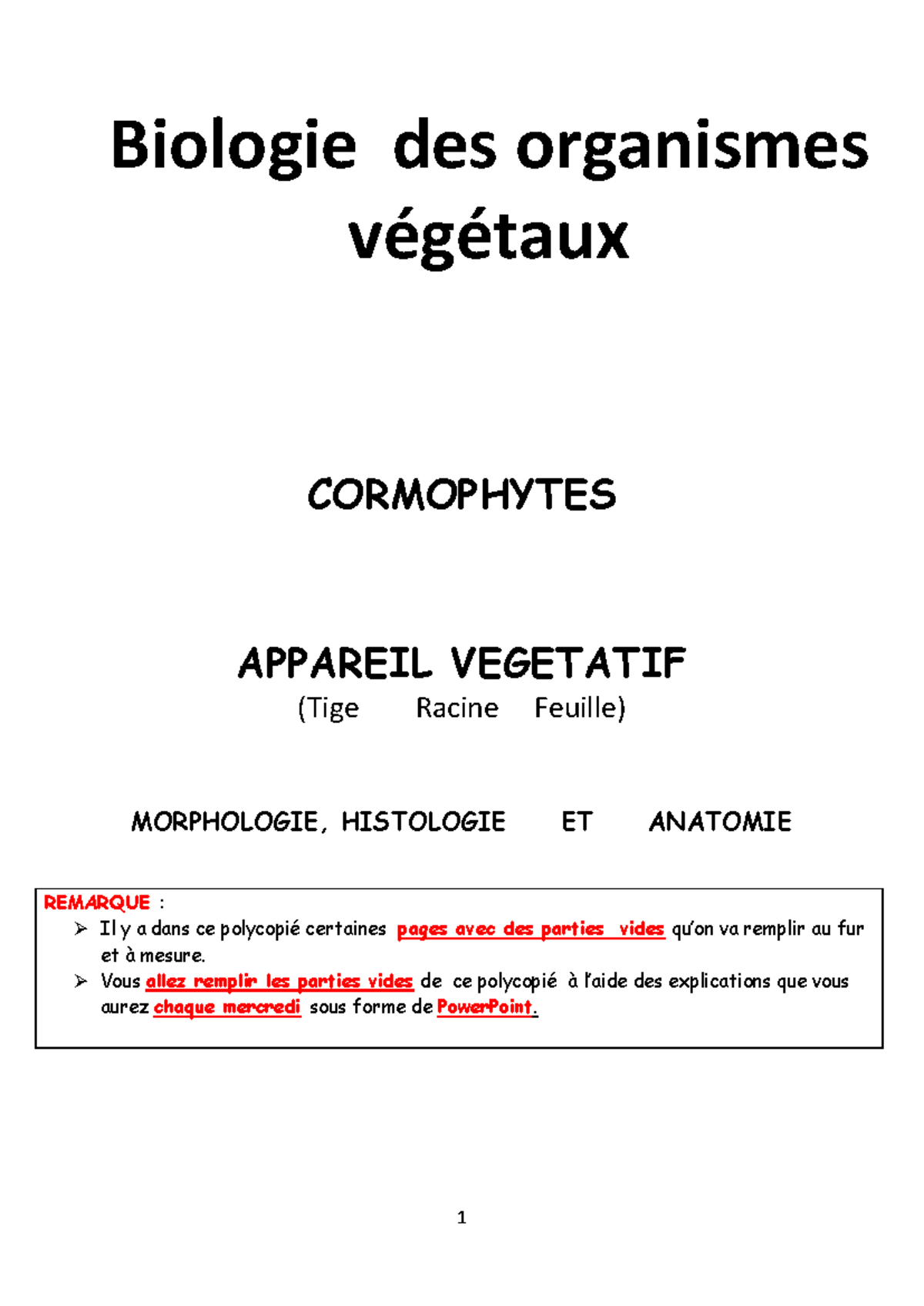 Étude des Cormophytes: Morphologie et Anatomie Végétative (Biologie ...