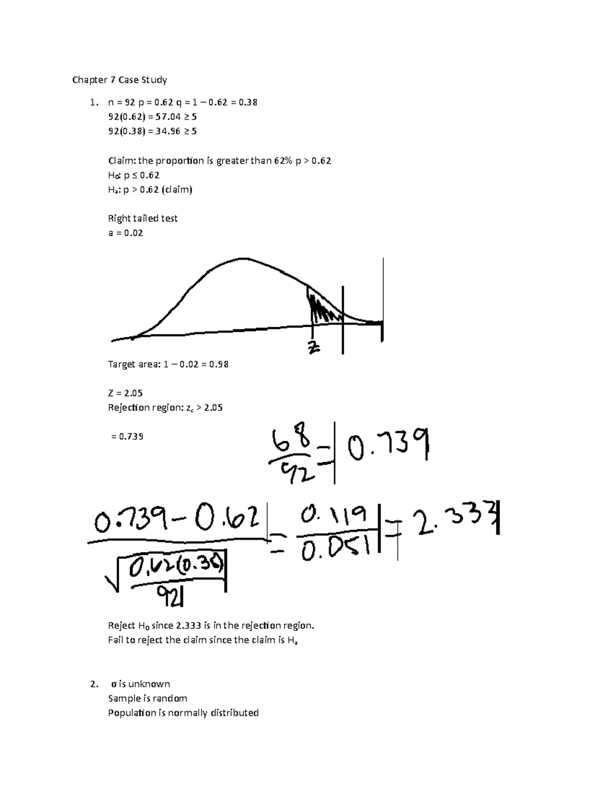 Case Study Analysis - Statistics 101: Chapter 7 Insights - Studocu