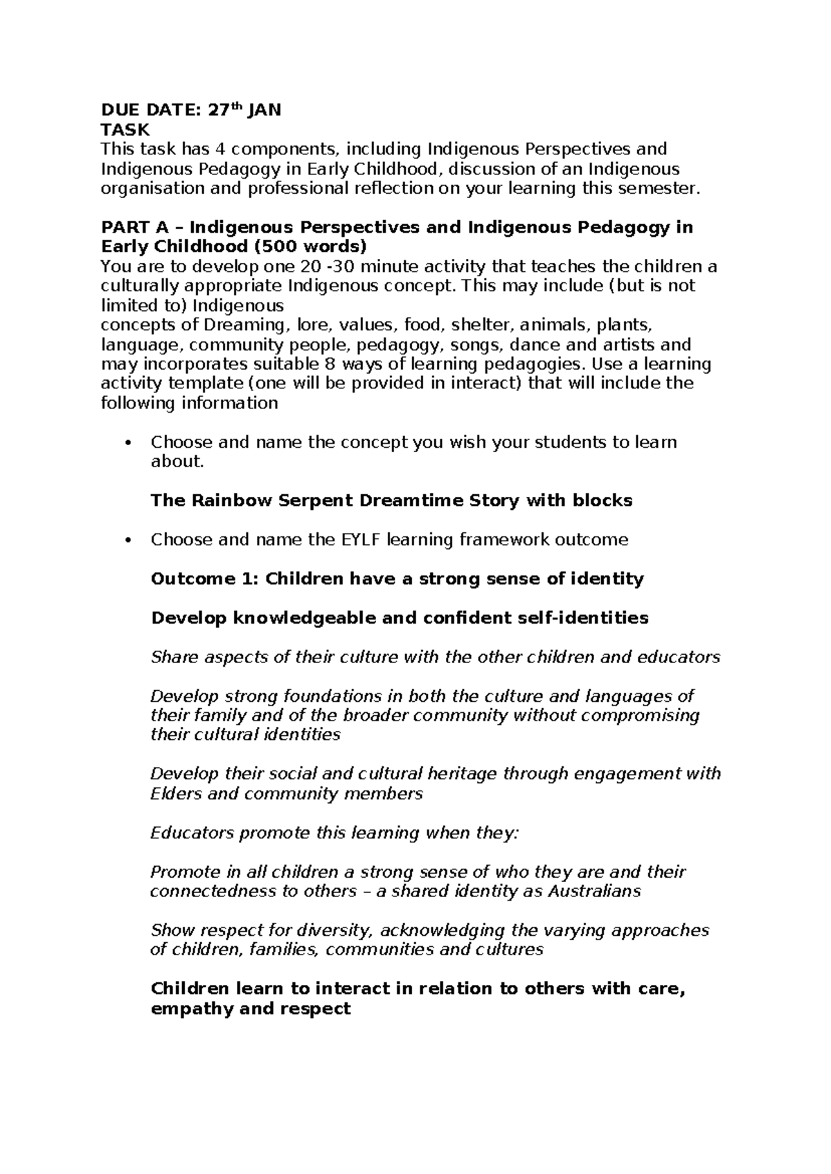 Assessment 2 CS: Indigenous Perspectives & Pedagogy in Early Childhood ...