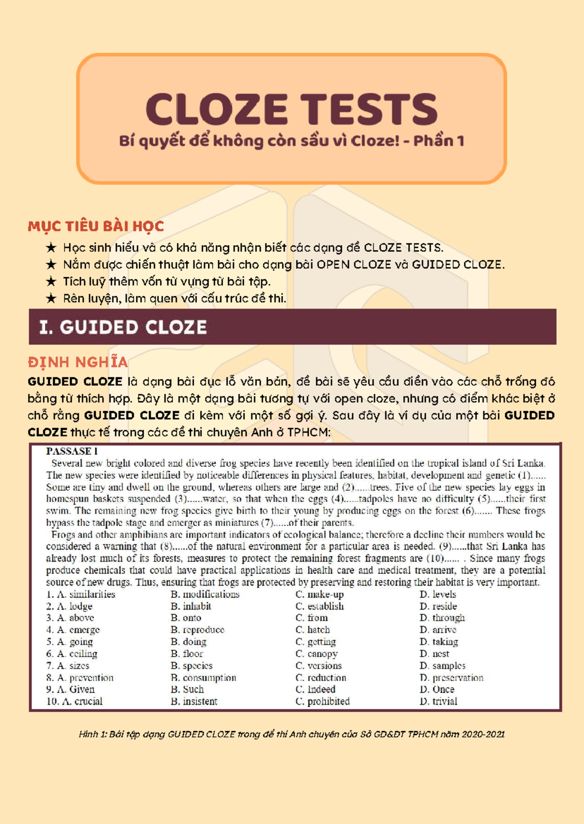 [2SG GEN 4] Cloze Tests: Guided & Open Exercises for English - Studocu