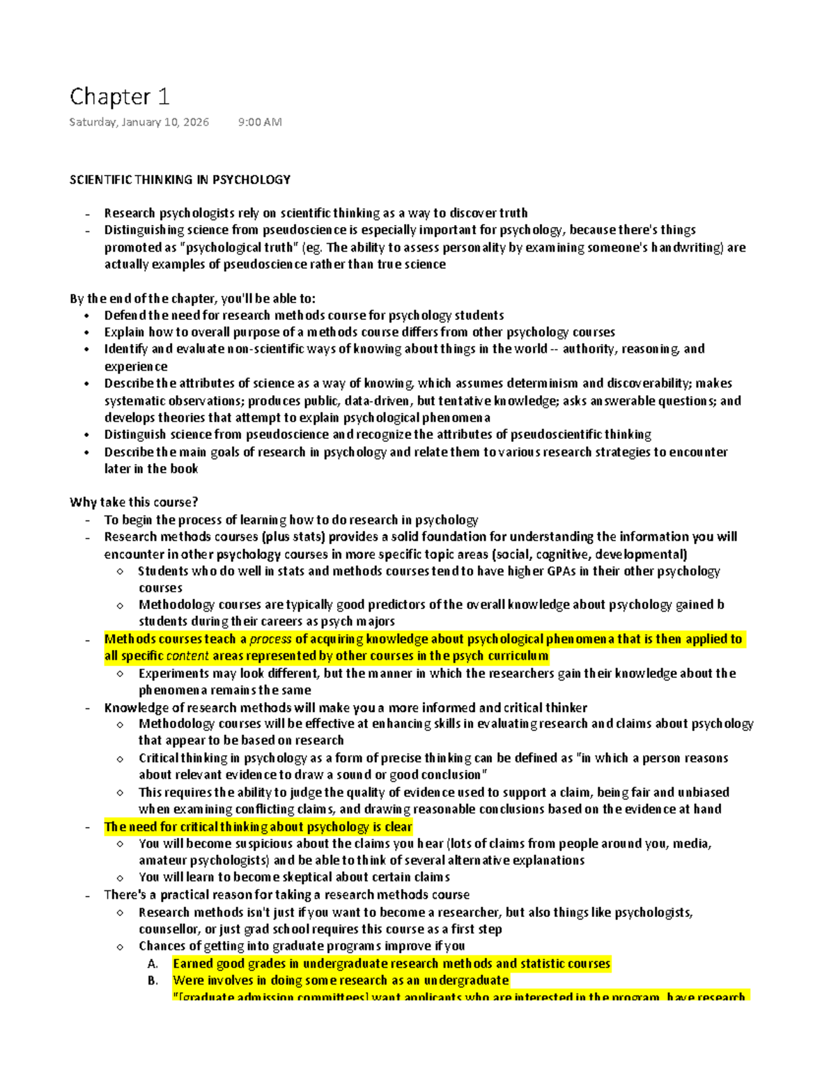 Chapter 1: Scientific Thinking in Psychology (PSY 101) - Studocu