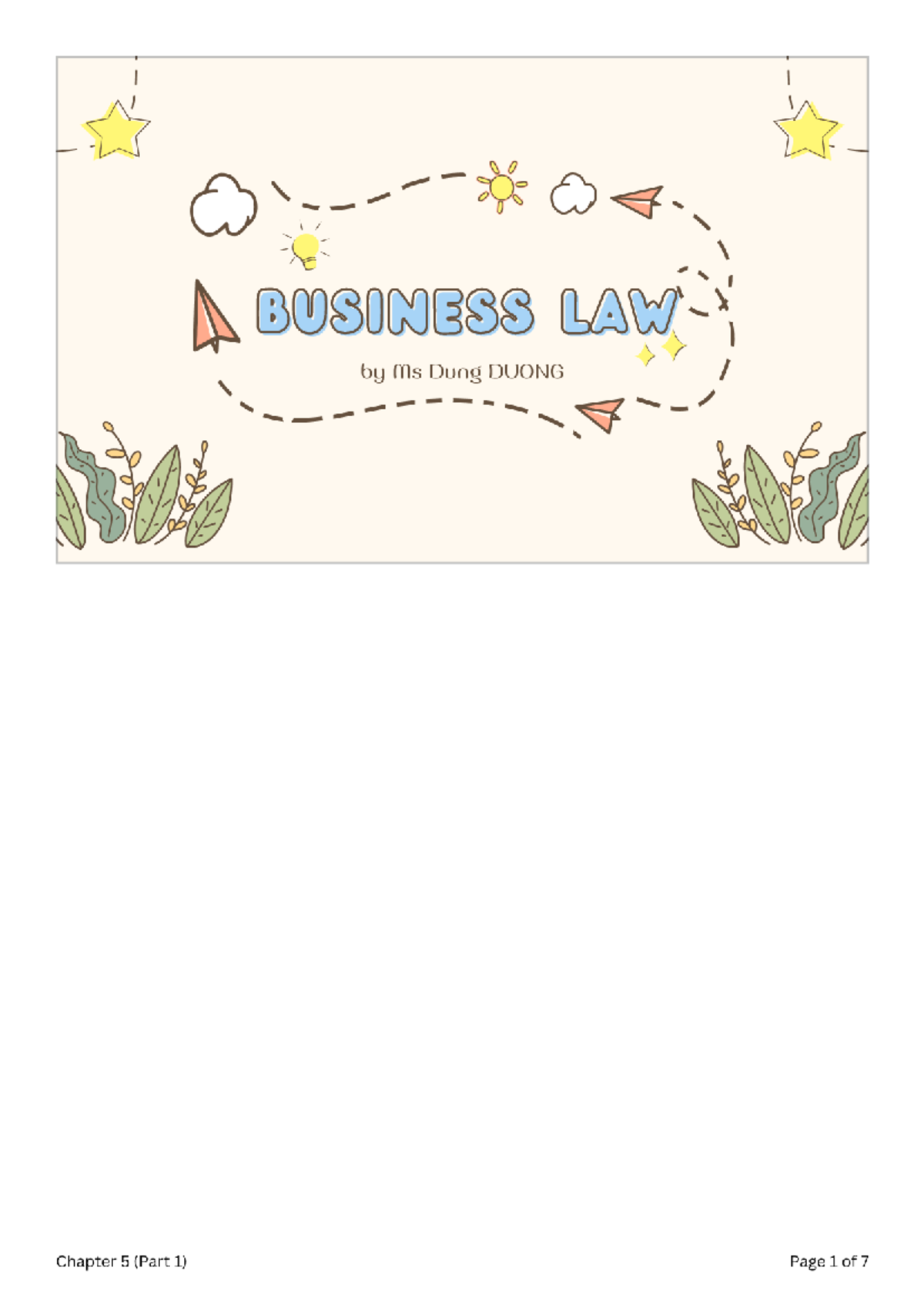 BUSINESS LAW Ms Dung DUONG Chapter 5 - Essential Elements of Contracts ...
