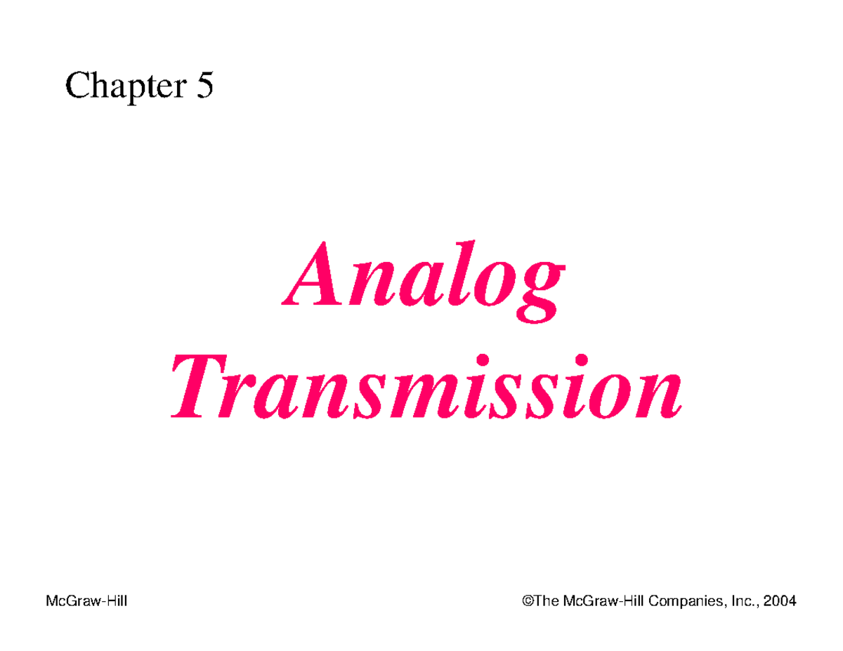 Chapter 05: Overview of Analog Transmission Modulation Techniques - Studocu