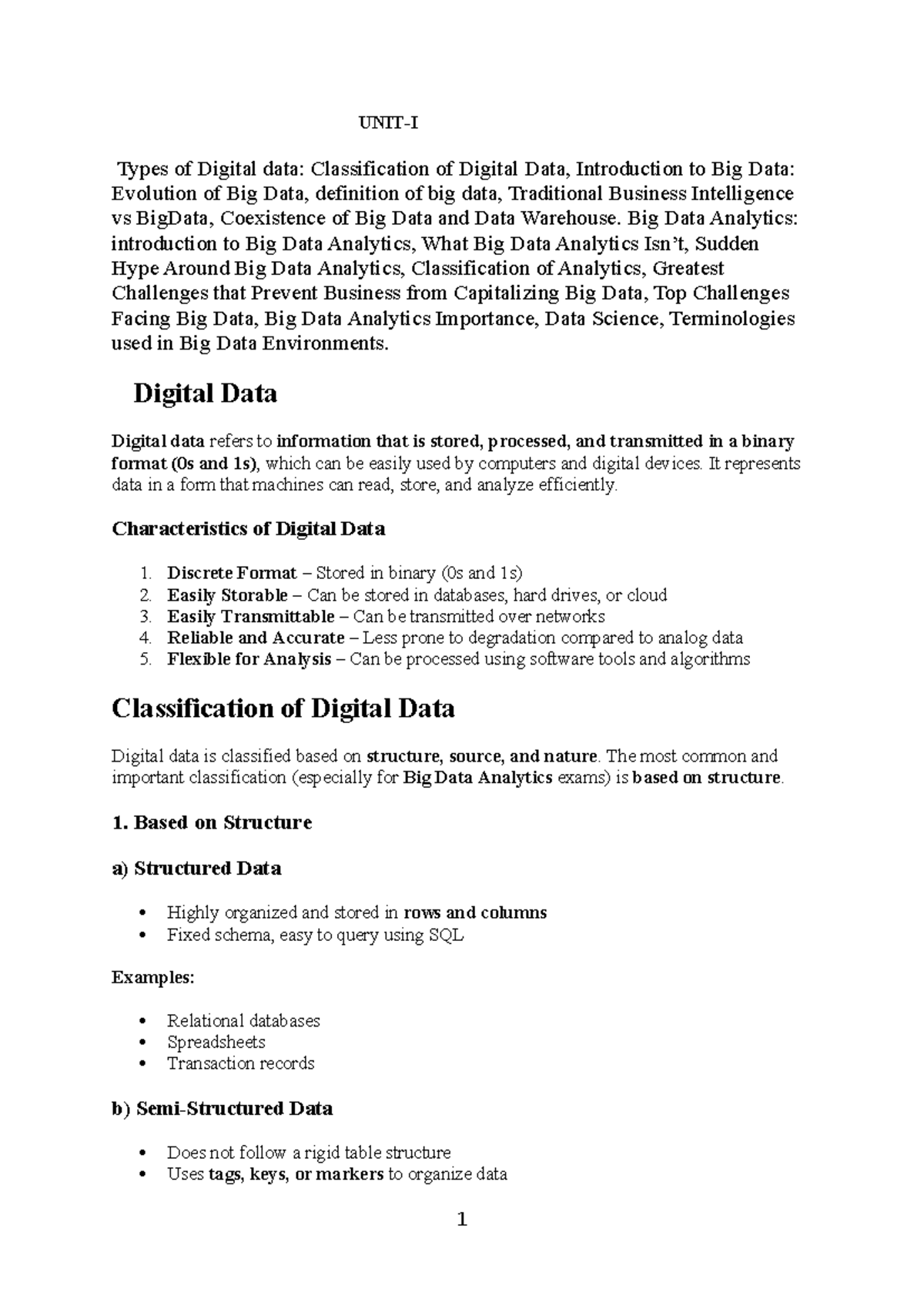 BDA 101: Comprehensive Notes on Big Data Analytics and Digital Data ...