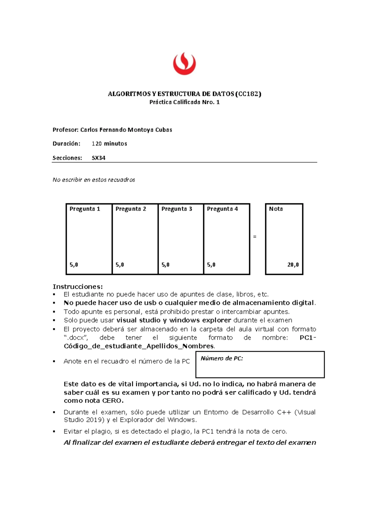 ALGORITMOS Y ESTRUCTURAS DE DATOS (1ACC0182) EJERCICIO INTEGRADOR - Studocu