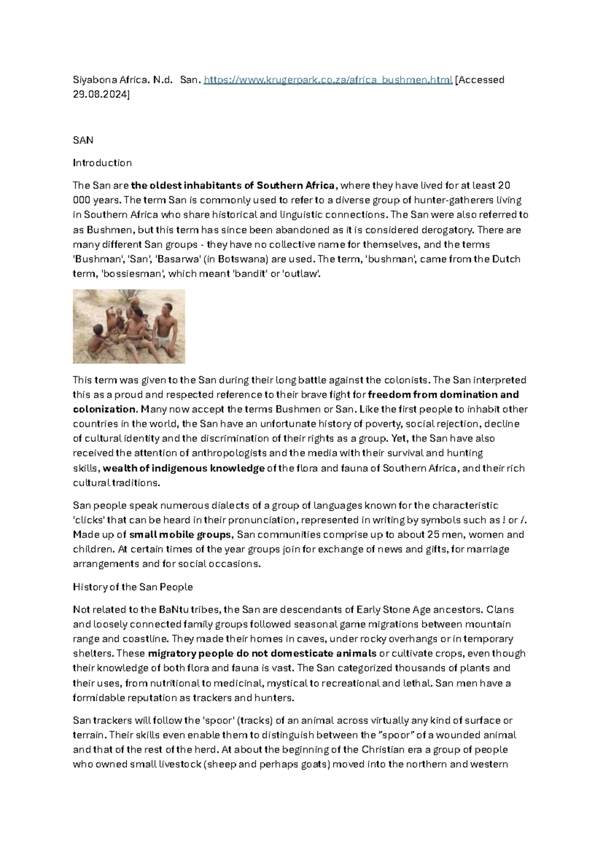 History of the San People in Southern Africa: Cultural Insights and ...
