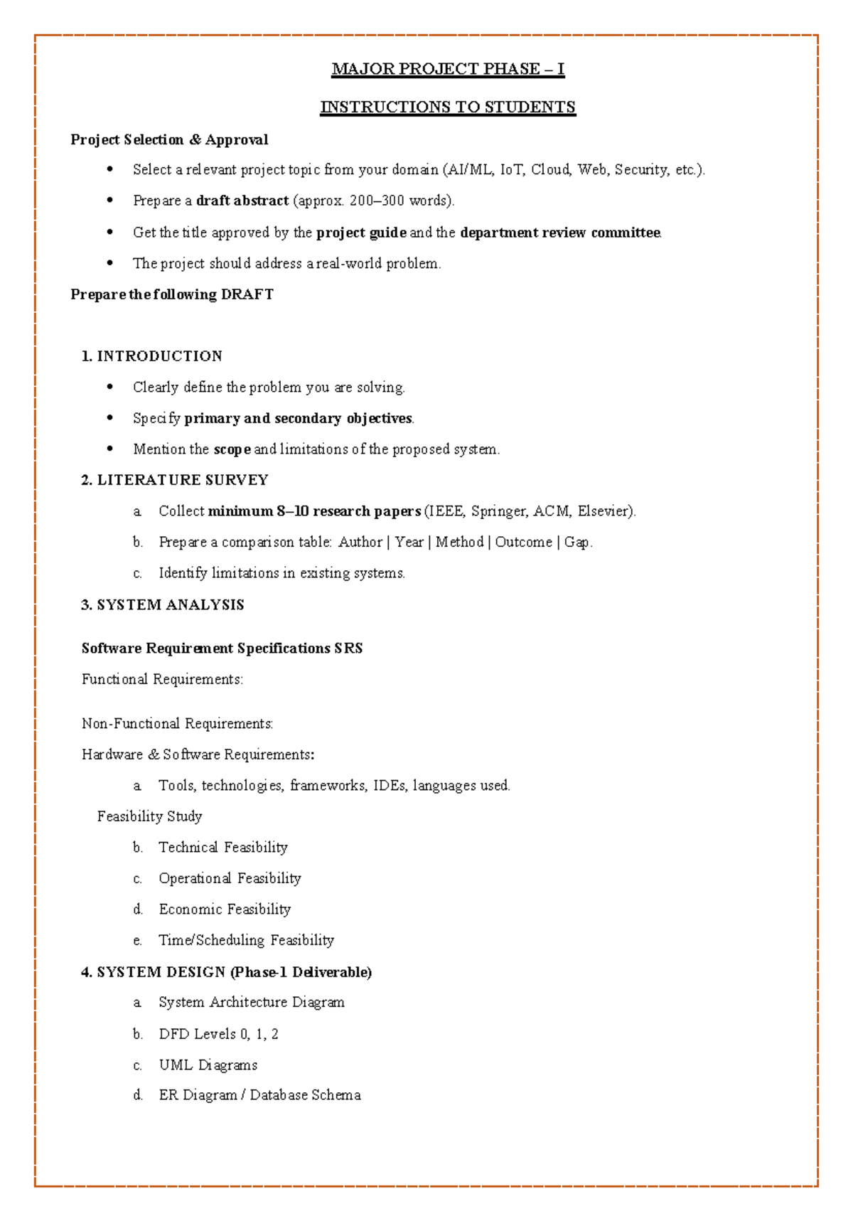MAJOR PROJECT PHASE I INSTRUCTIONS (IoT, Cloud, Web, Security) - Studocu