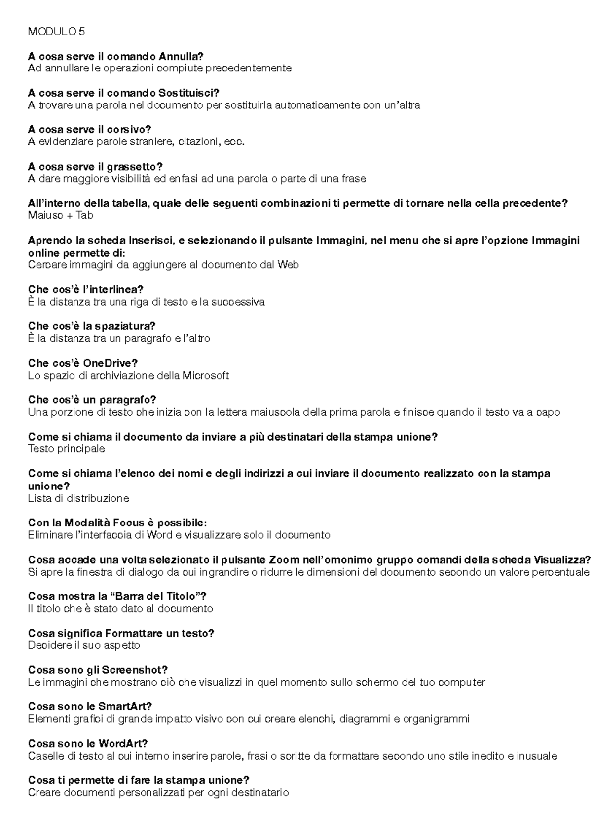 Modulo 5: Fondamenti di Word e Funzioni Avanzate - EIPASS - Studocu