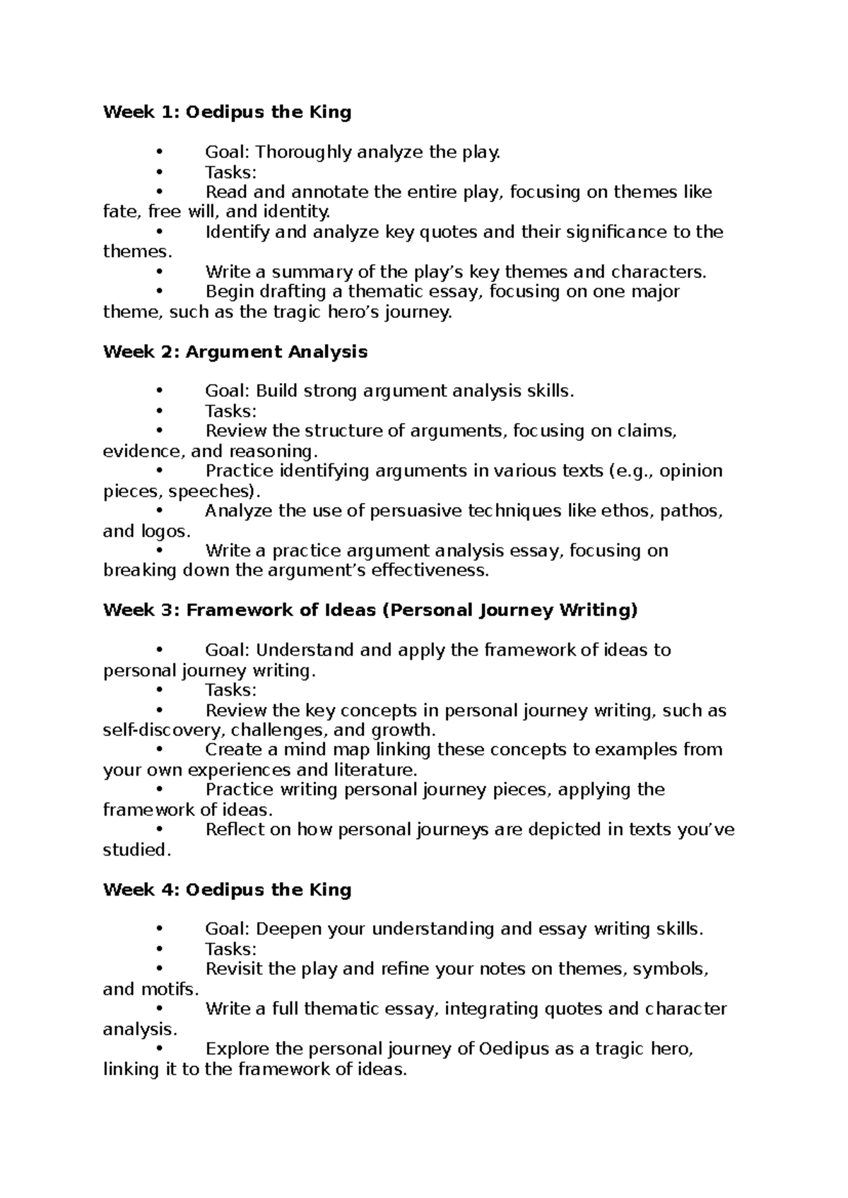 VCE Exam Routine: Oedipus the King & Argument Analysis Strategies - Studocu