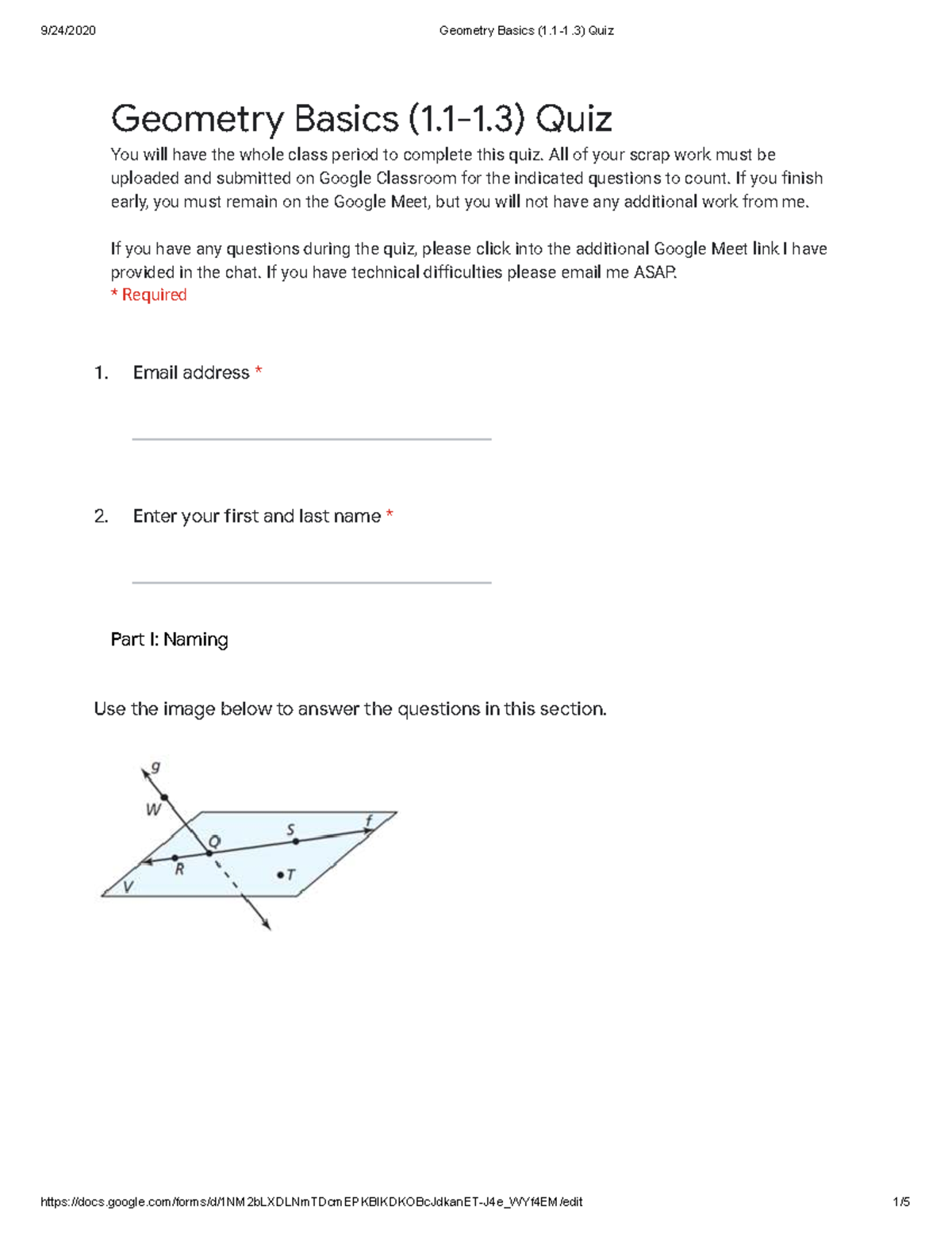 Geometry Basics Quiz: Key Concepts and Questions - Studocu