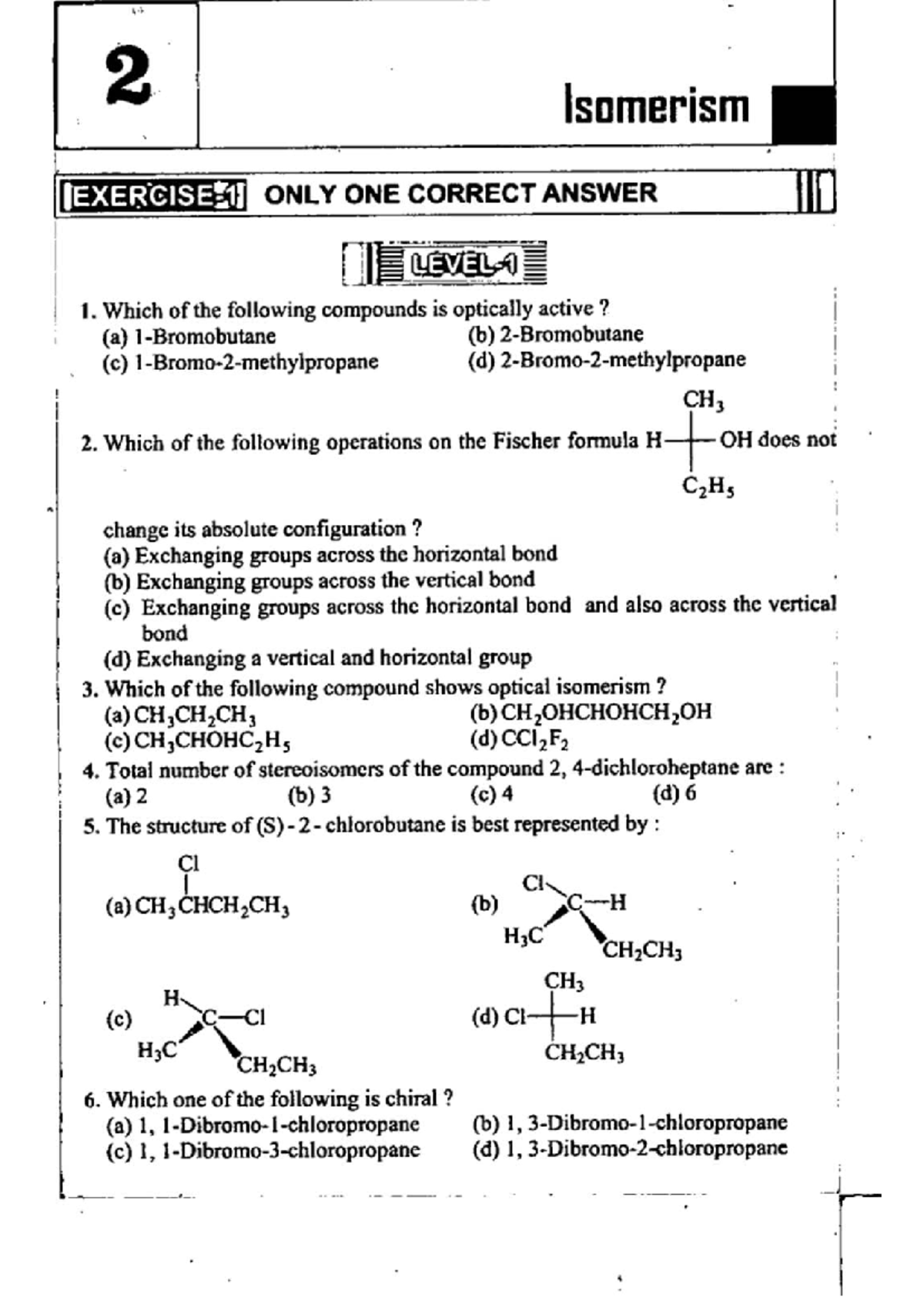 Isomerism Worksheet - Advanced Problems for JEE - Studocu