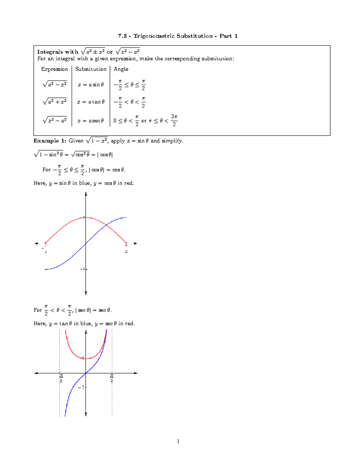 10W - Trig Substitution Part 1 - 7 - Trigonometric Substitution - Part ...