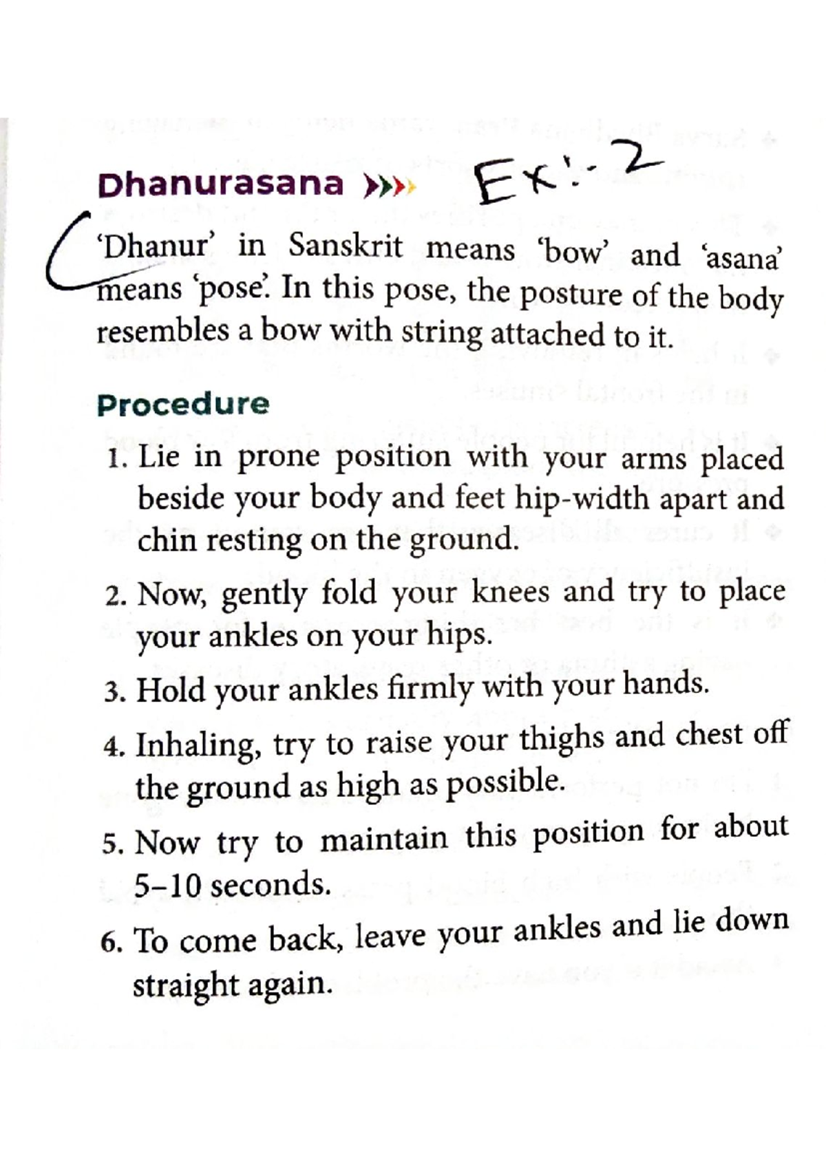 Dhanurasana: Bow Pose Procedure - Document 7 Assignment - Studocu