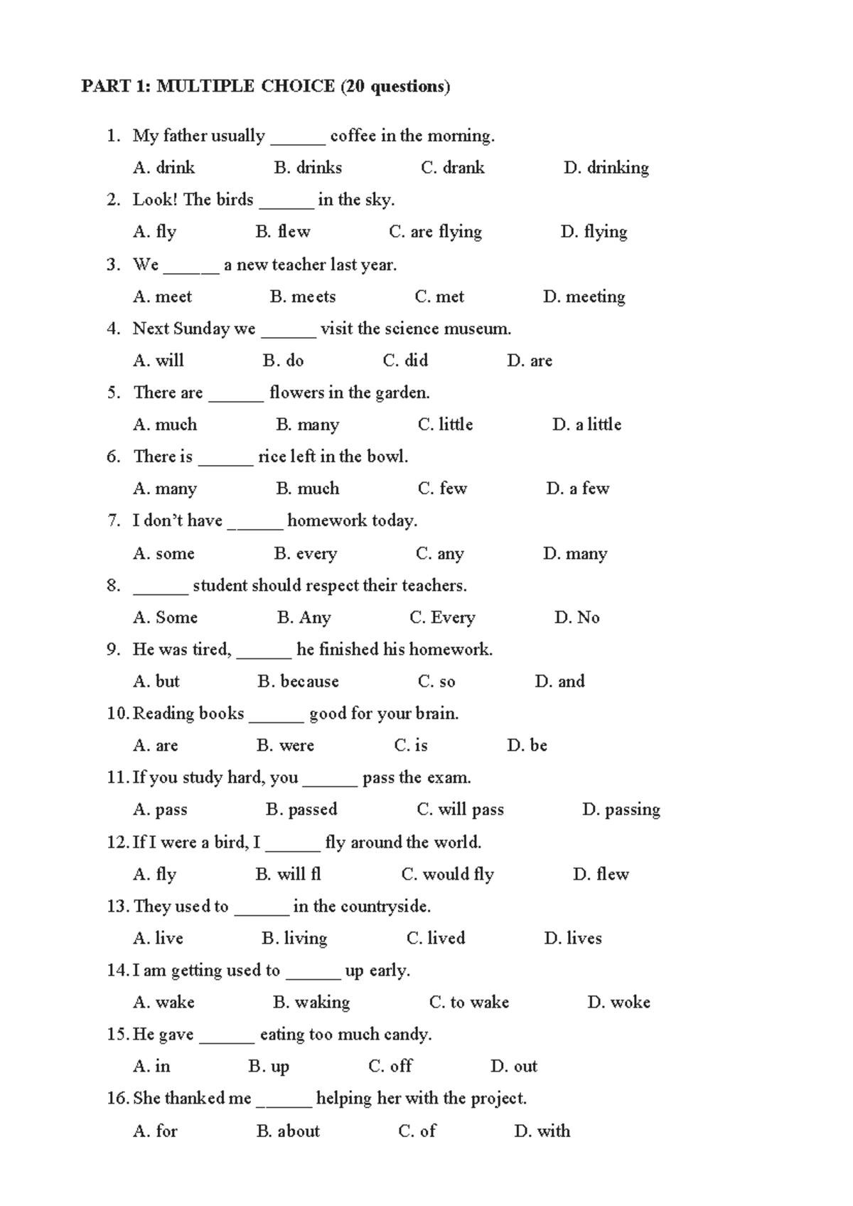 DFXDJFDJ - Part 1: MCQs, Fill in the Blanks & Rewrite Exercises - Studocu