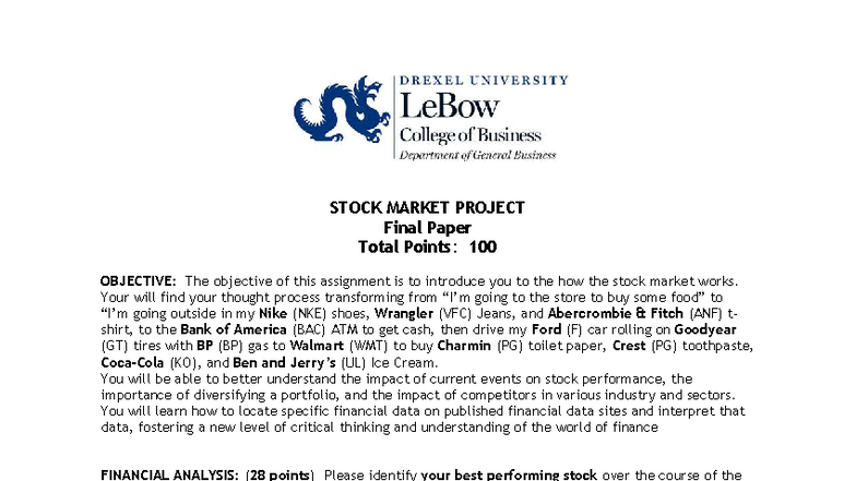 Stock Market Project Final Paper Fall 2025 - STOCK MARKET PROJECT Final ...