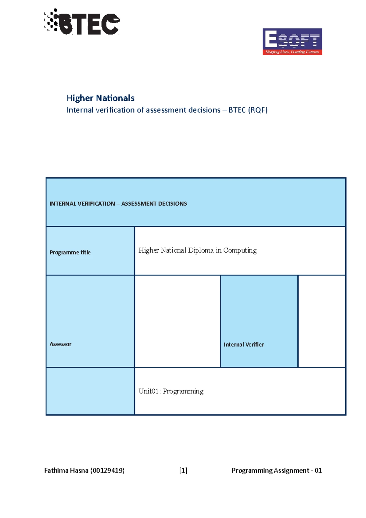 Dsa E130941 Assignment With Answers Higher Nationals Internal
