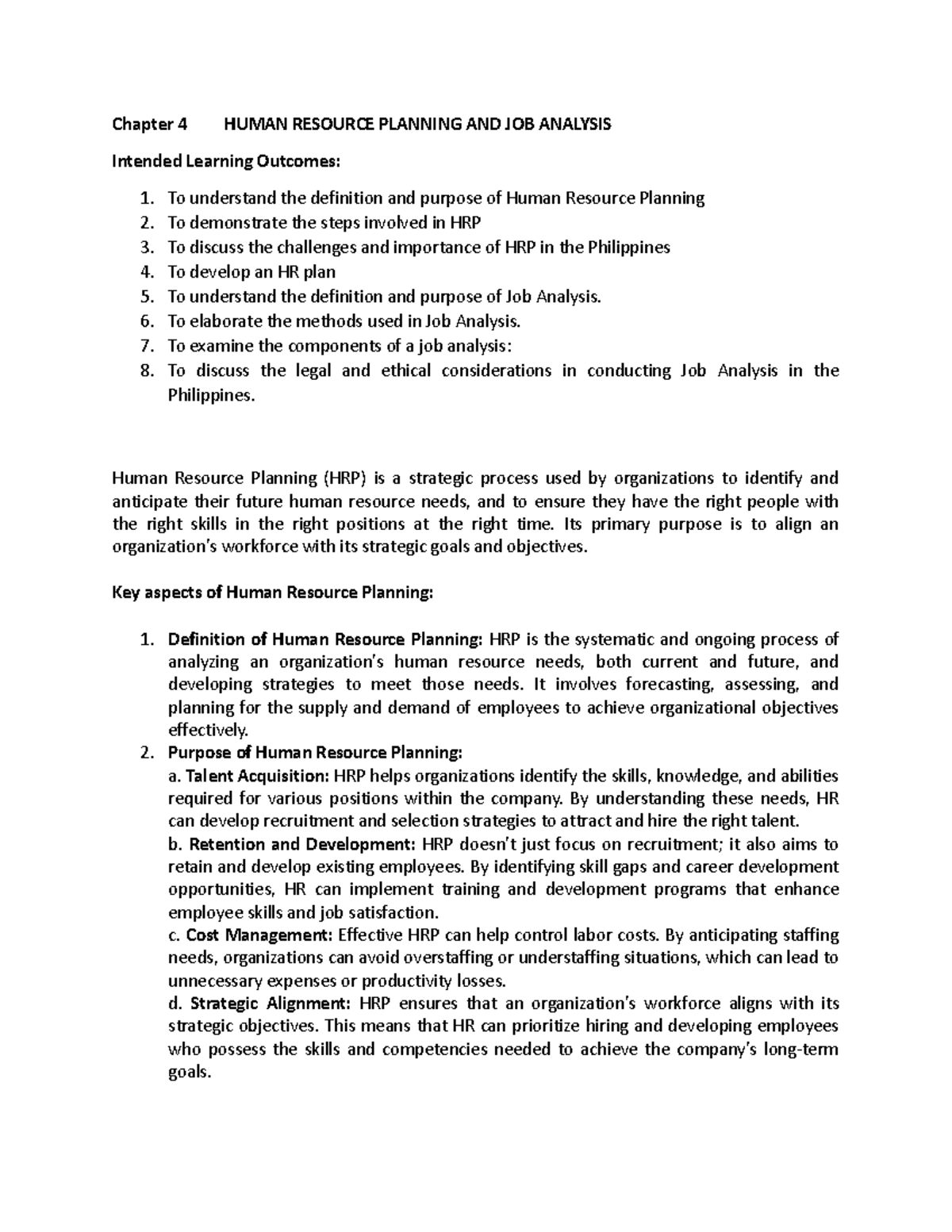 HRP & Job Analysis Case Study: Insights for Philippine Workforce ...