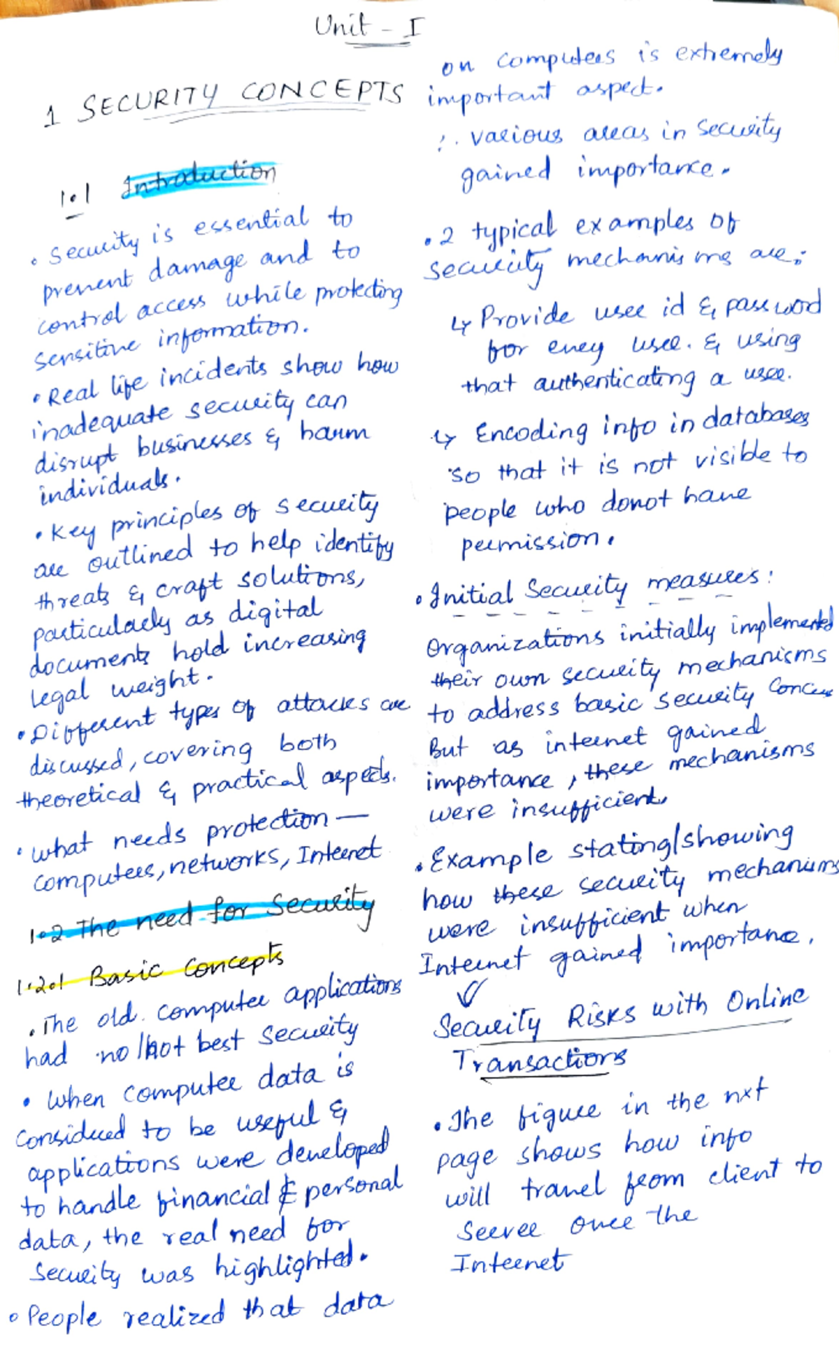 CRYPTOGRAPHY AND NETWORK SECURITY UNIT 1 COMPLETE NOTES - Unit I on ...