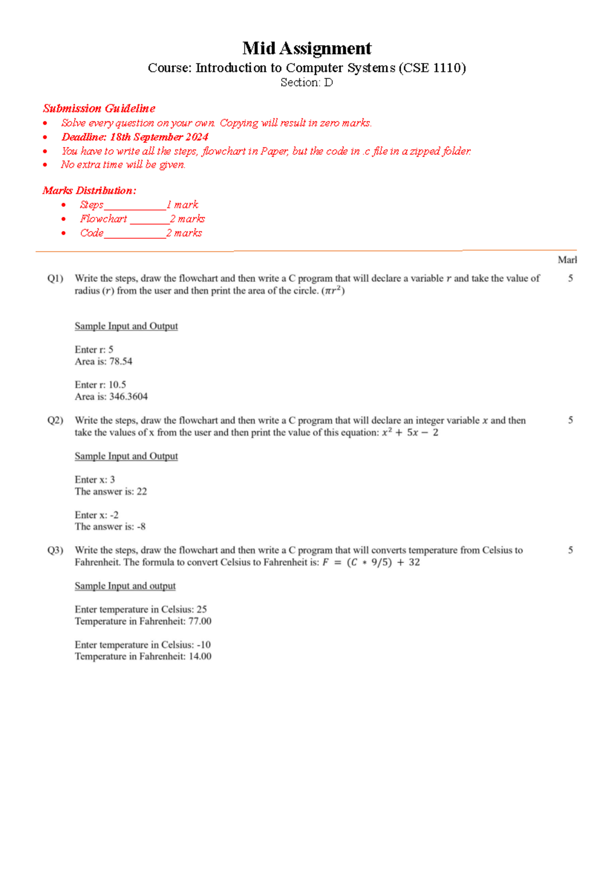Assignment 1 - Digital Logic Design - Mid Assignment Course: Introduction to Computer Systems ...