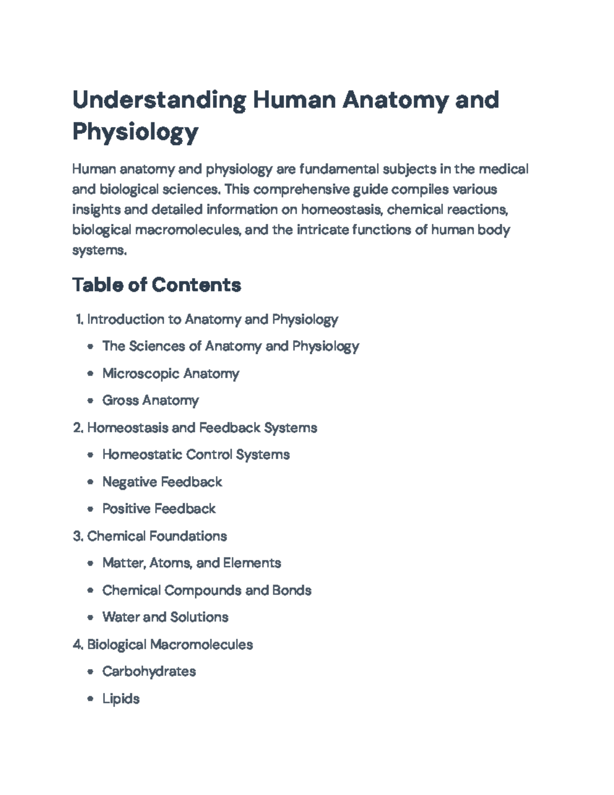 Human Anatomy and Physiology: Essential Concepts and Insights ...