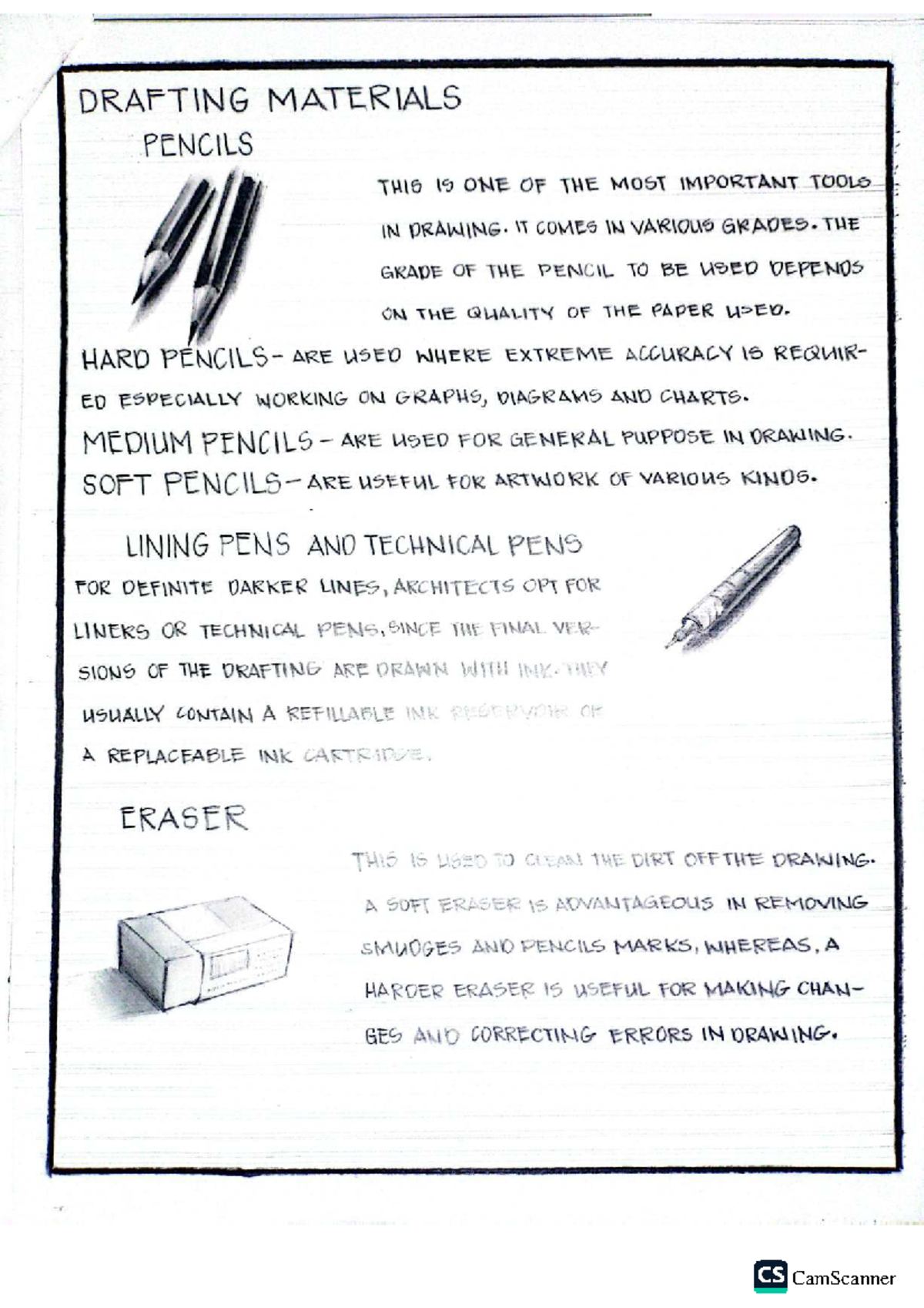 CS Drafting Tools, Materials, and Equipment Overview - Studocu
