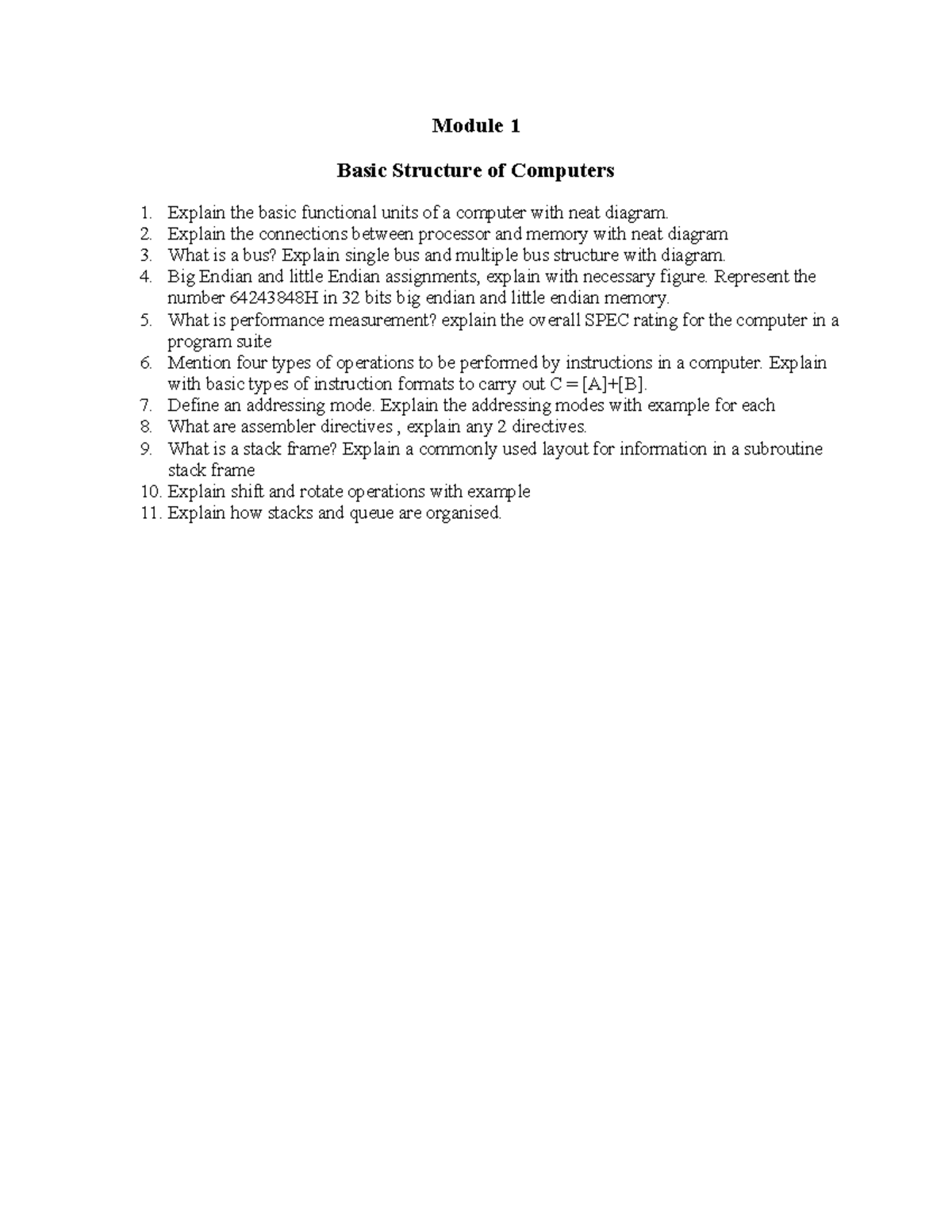 Module 1: Basic Structure of Computers - Assignment 1 Overview - Studocu