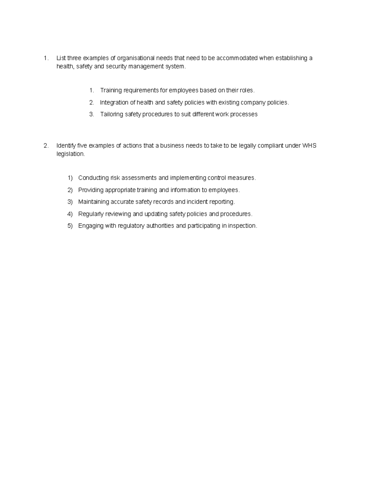WHS 101: Key Org Needs & Compliance Actions for Safety Management - Studocu