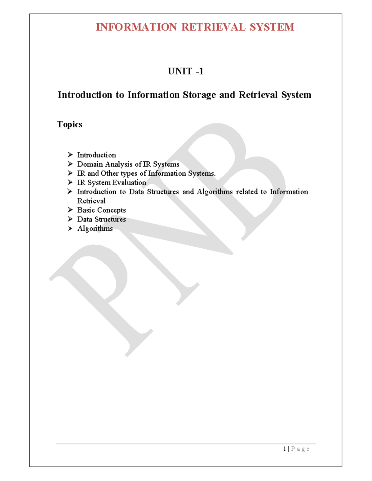 Information Retrieval System Btech R23 Unit 1 Overview and Concepts - Studocu