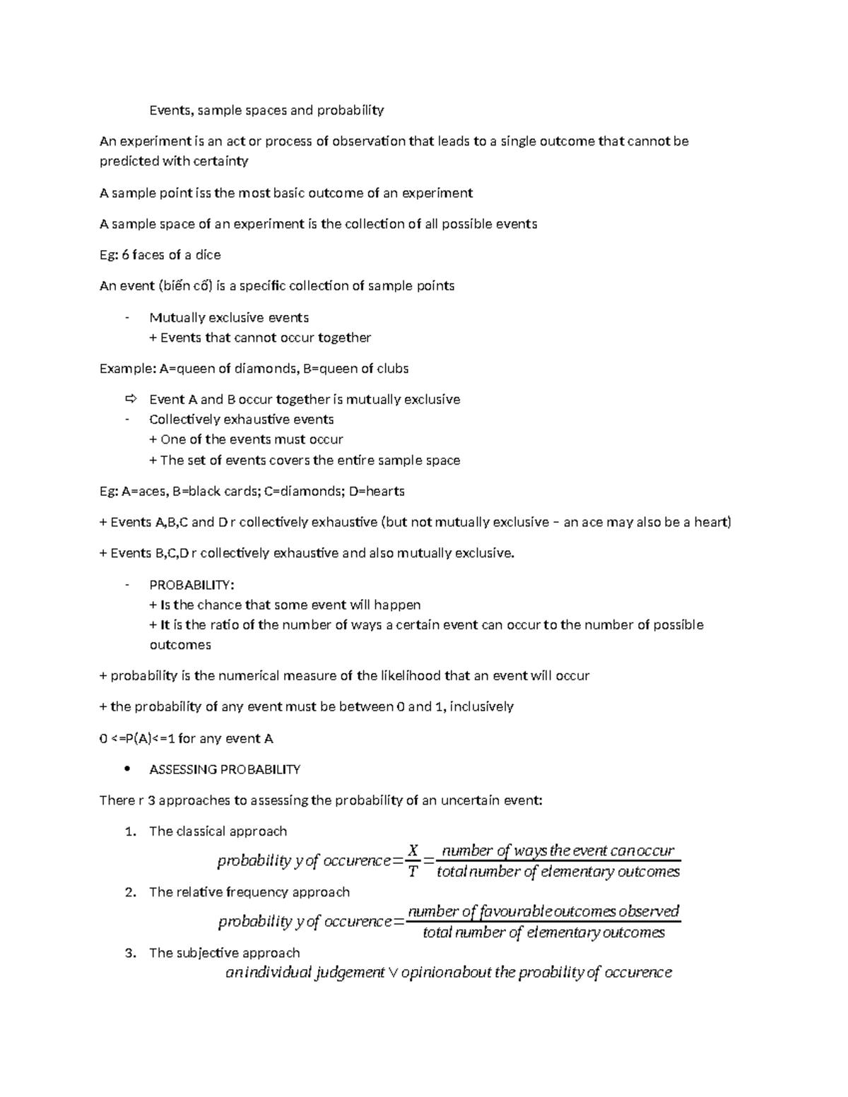 XSTK - Events, Sample Spaces, and Probability Concepts Explained - Studocu