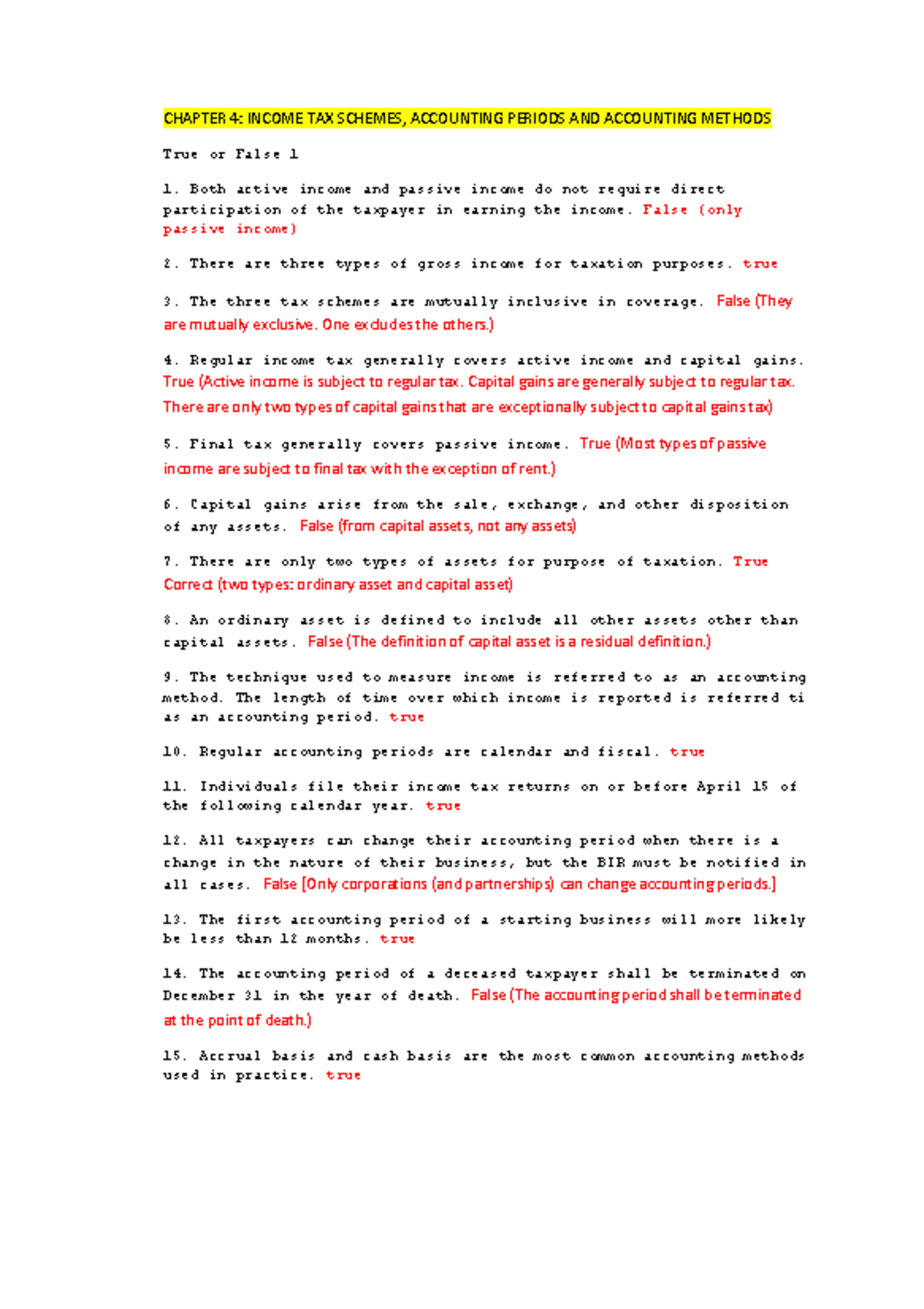 Chapter 4 Income Tax: Tax Schemes, Accounting Periods, and Methods ...