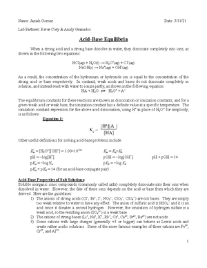 04 Chemical Equilibrium Post Lab Spring 25 - Chemical Equilibrium Name ...