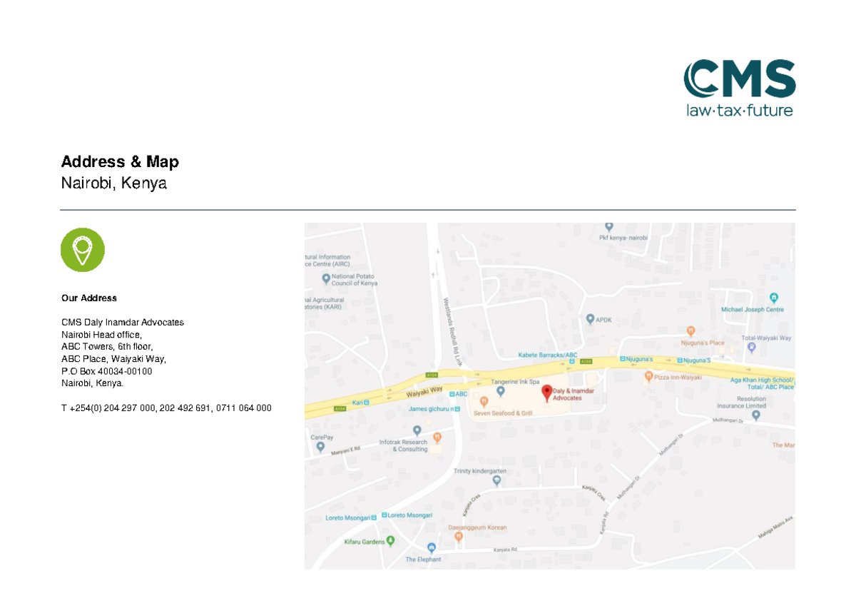 Nairobi-English-Directions - English - Address & Map Nairobi, Kenya Our ...