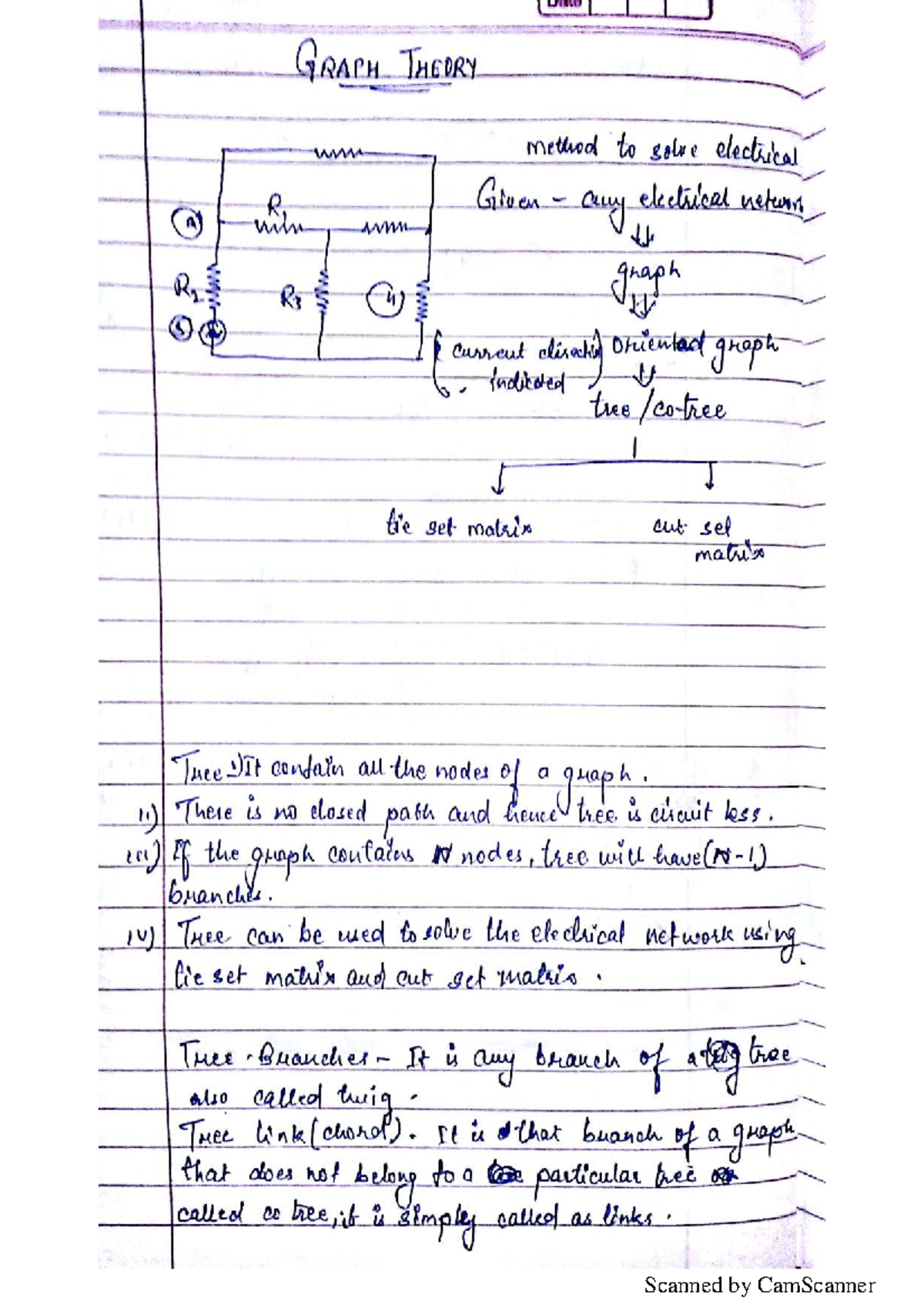 Graph Theory: Electrical Network Analysis Using Tie and Cut Set ...