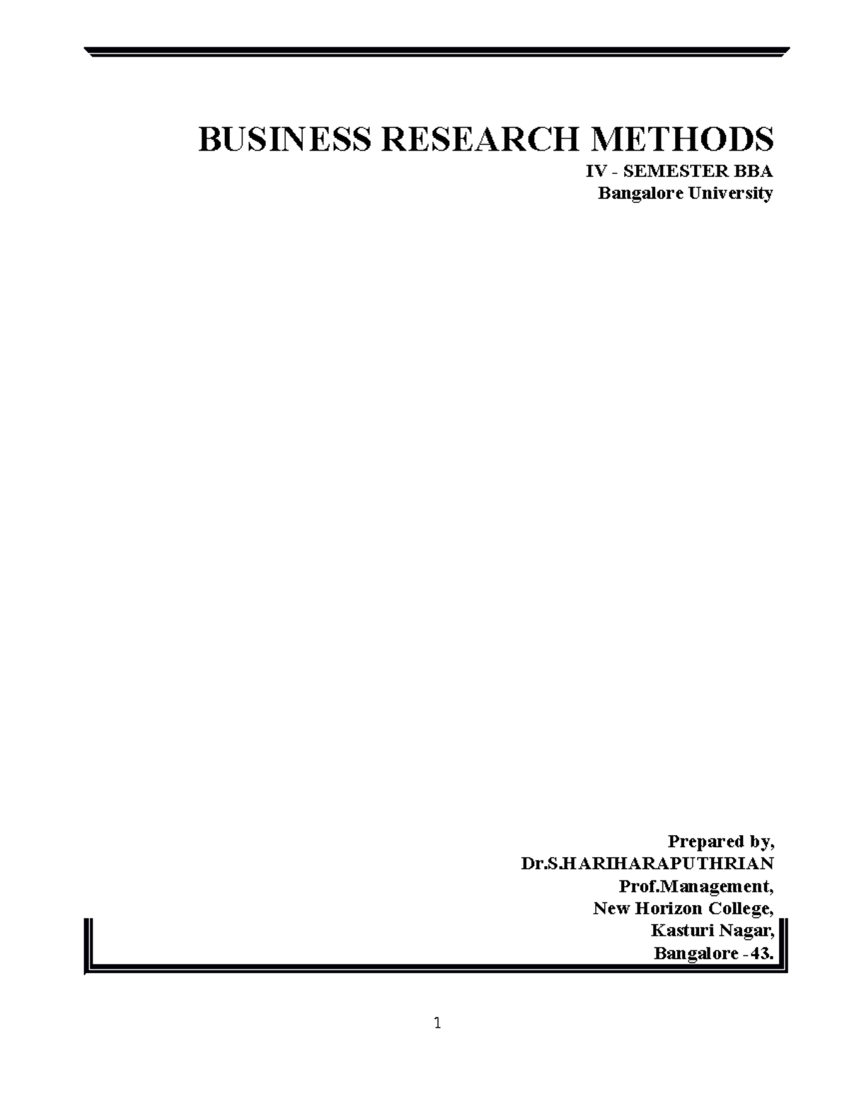 IV BBA BRM 1 - Comprehensive Business Research Methods Notes - Studocu