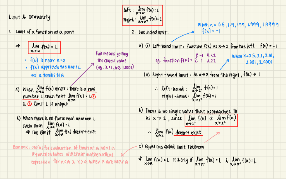 Limit & Continuity - Lecture Notes (MATH 101) - Studocu