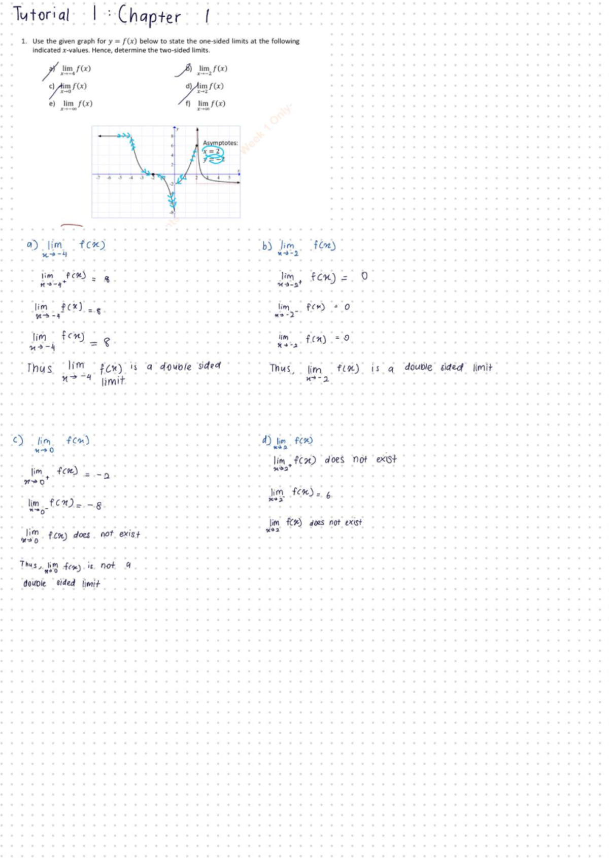 Math 101: Tutorial I - Chapter 1 on Limits and Derivatives - Studocu
